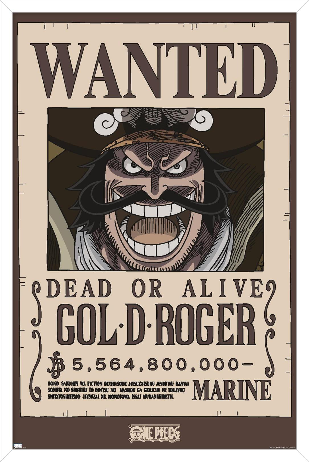 One Piece - Gol D Roger Wanted Poster Wall Poster, 22.375" x 34" Framed ...