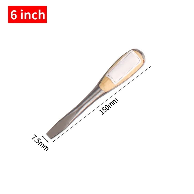 One Piece Heavy Duty Slotted Screwdriver With Wooden Handle Knockable ...