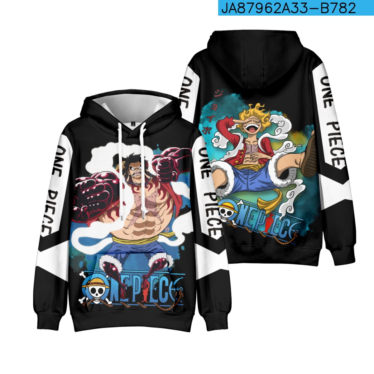 One Piece Hoodie Men's and Big Men's Front Back Graphic French Terry ...