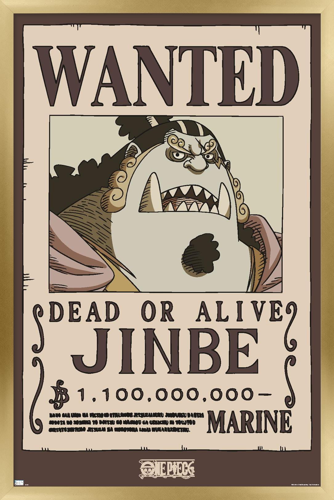 One Piece - Jinbe Wanted Poster Wall Poster, 22.375" x 34" Framed ...