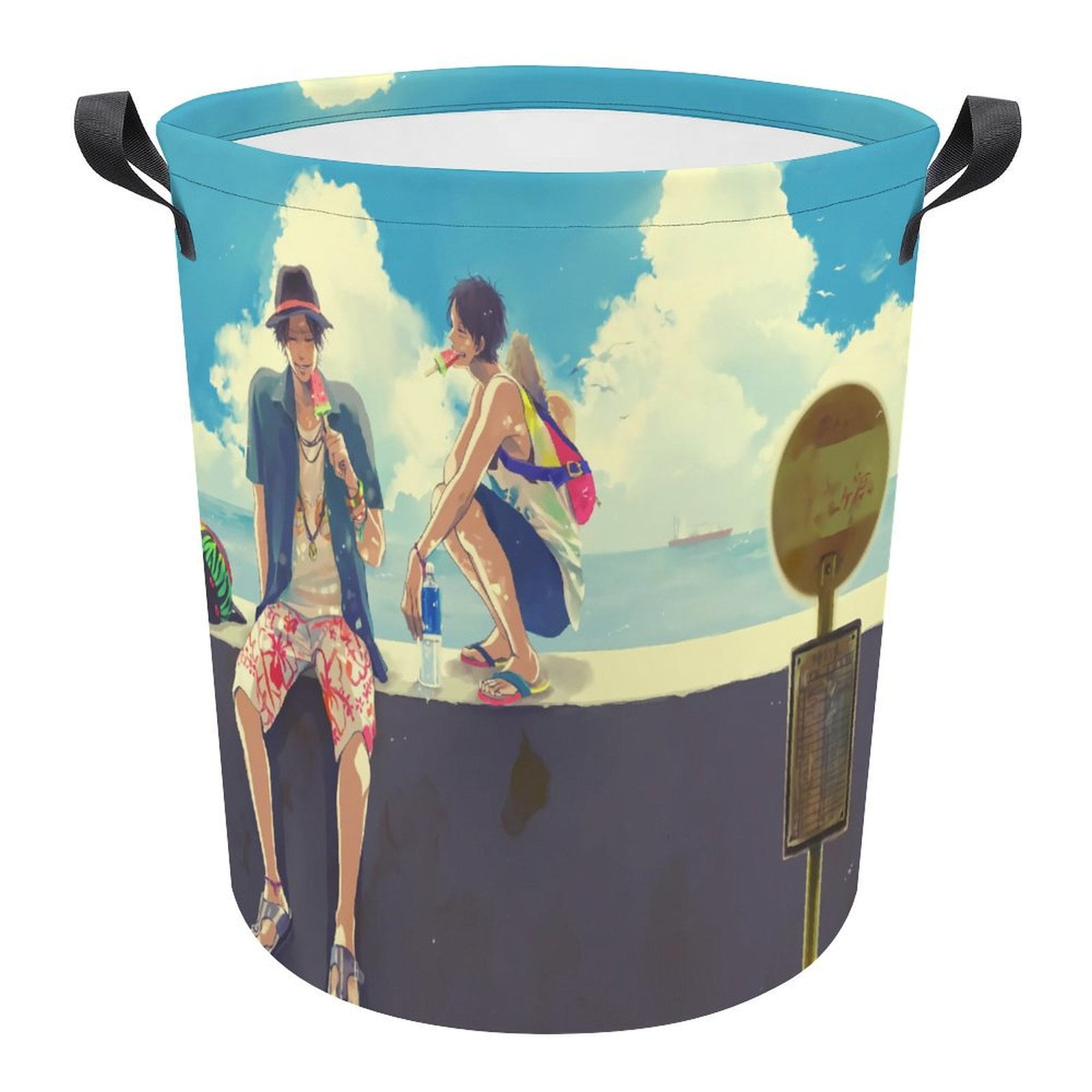 One Piece Kid Boy Girl Laundry Hamper with Handle Collapsible Clothes ...