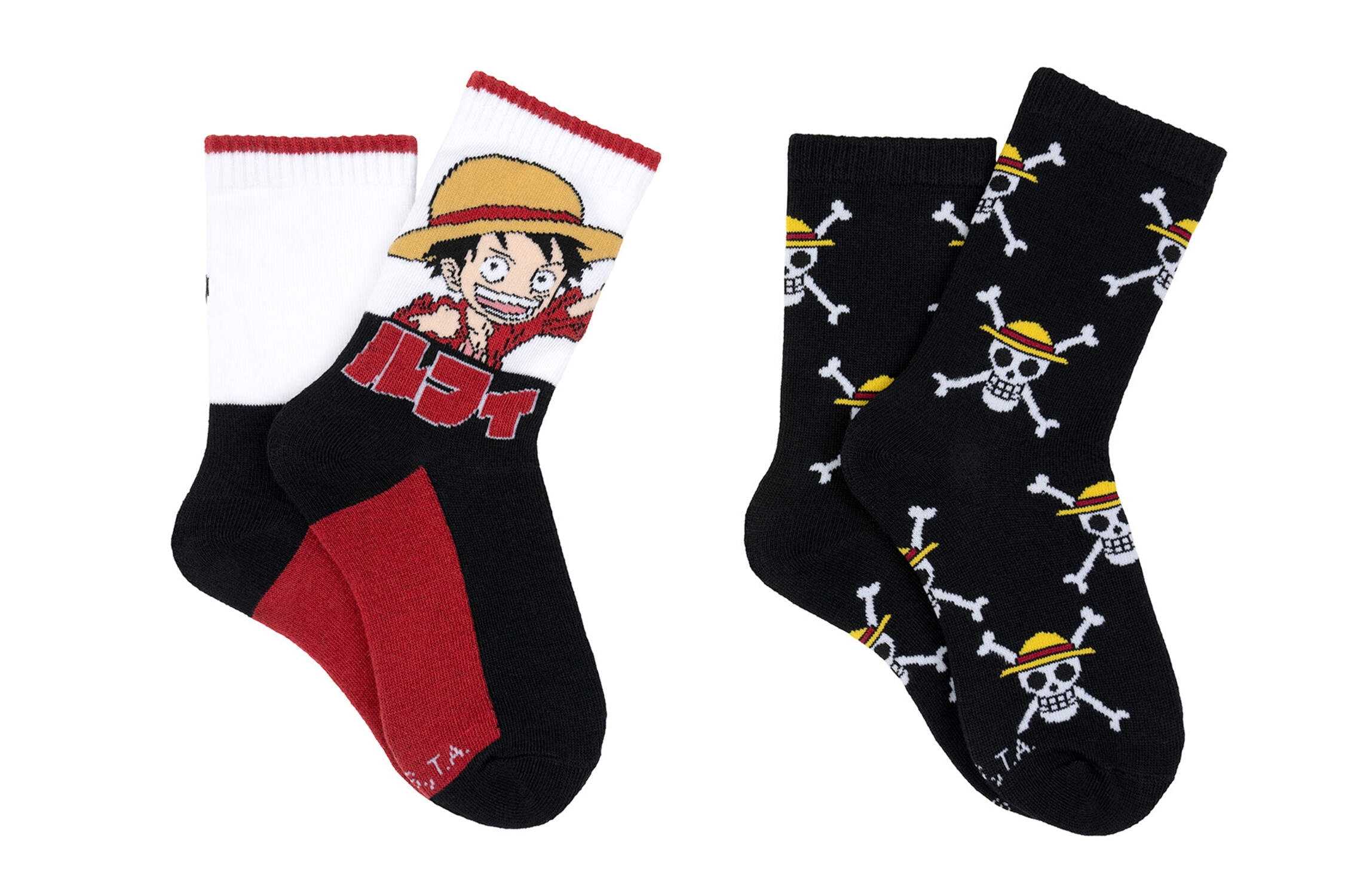 One Piece Kids Luffy 2 Pair Crew Socks - Walmart.com