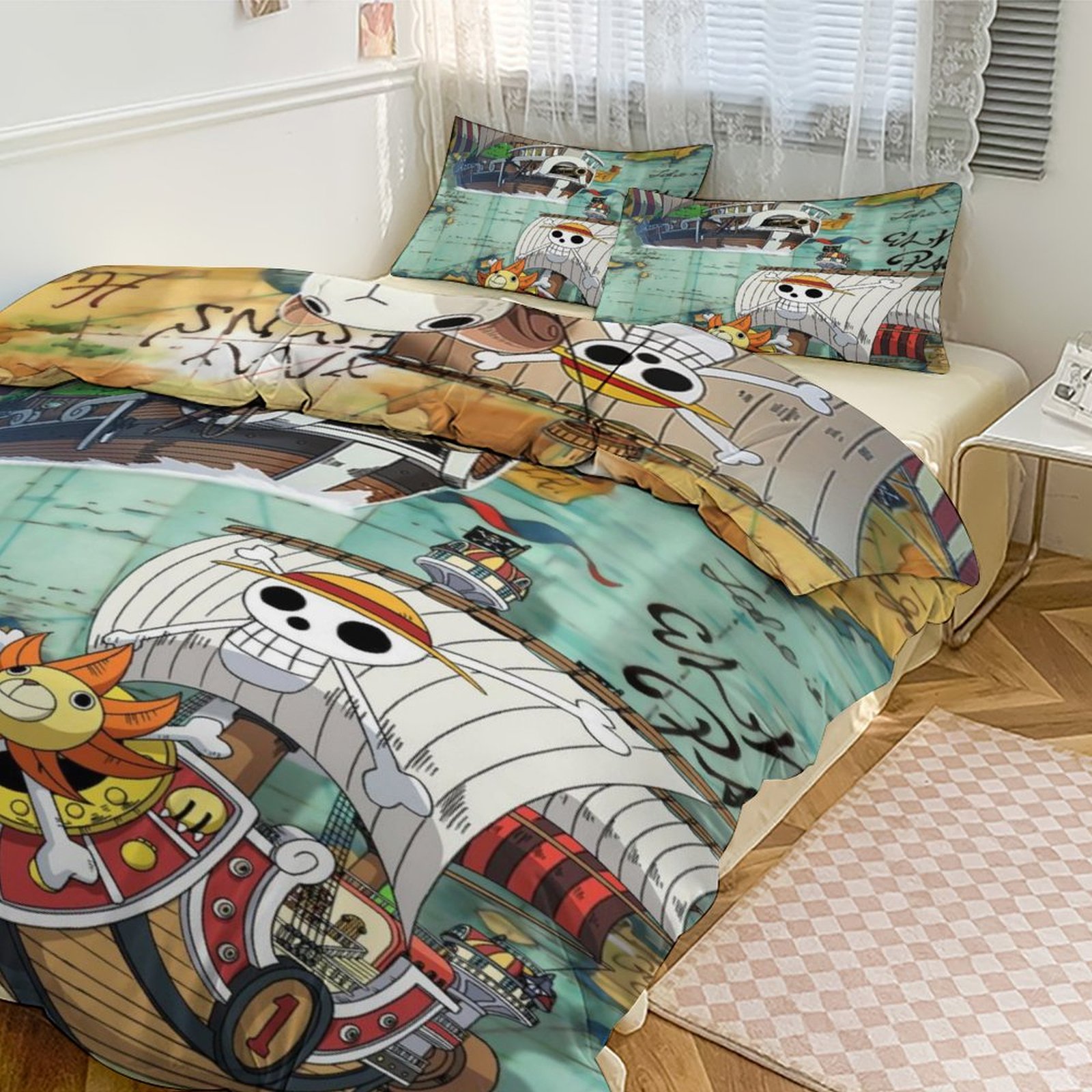 One Piece Kids Twin Bed in a Bag, Comforter and Sheets,Cartoon ...