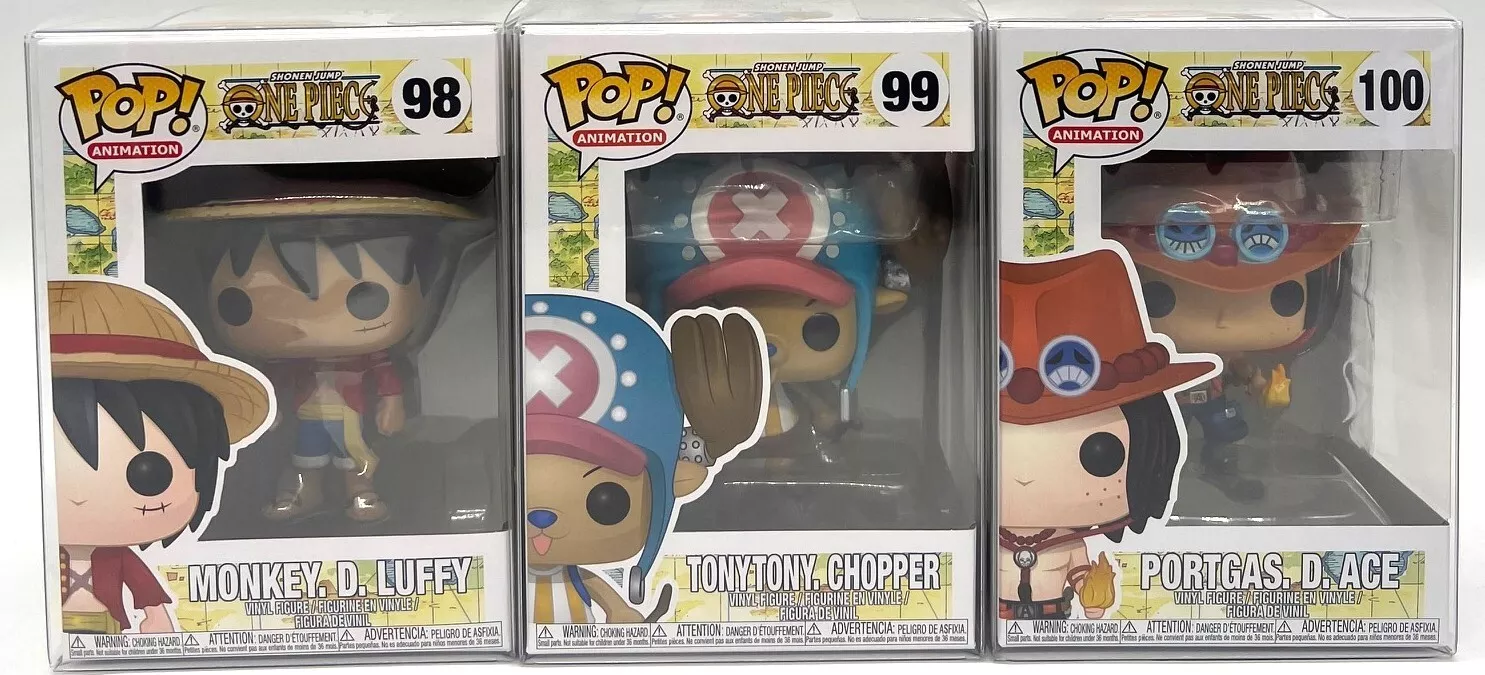 One Piece Luffy #98 Chopper #99 Ace #100 Set of 3 with Protectors ...