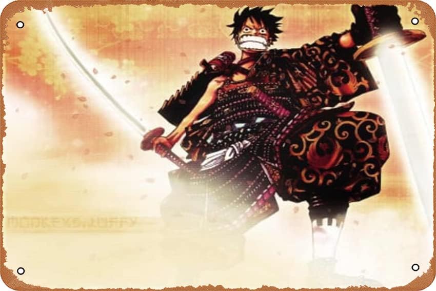 One Piece Luffy Anime 12 x 8 inch Comic Retro Metal Logo Fun Comic Book ...