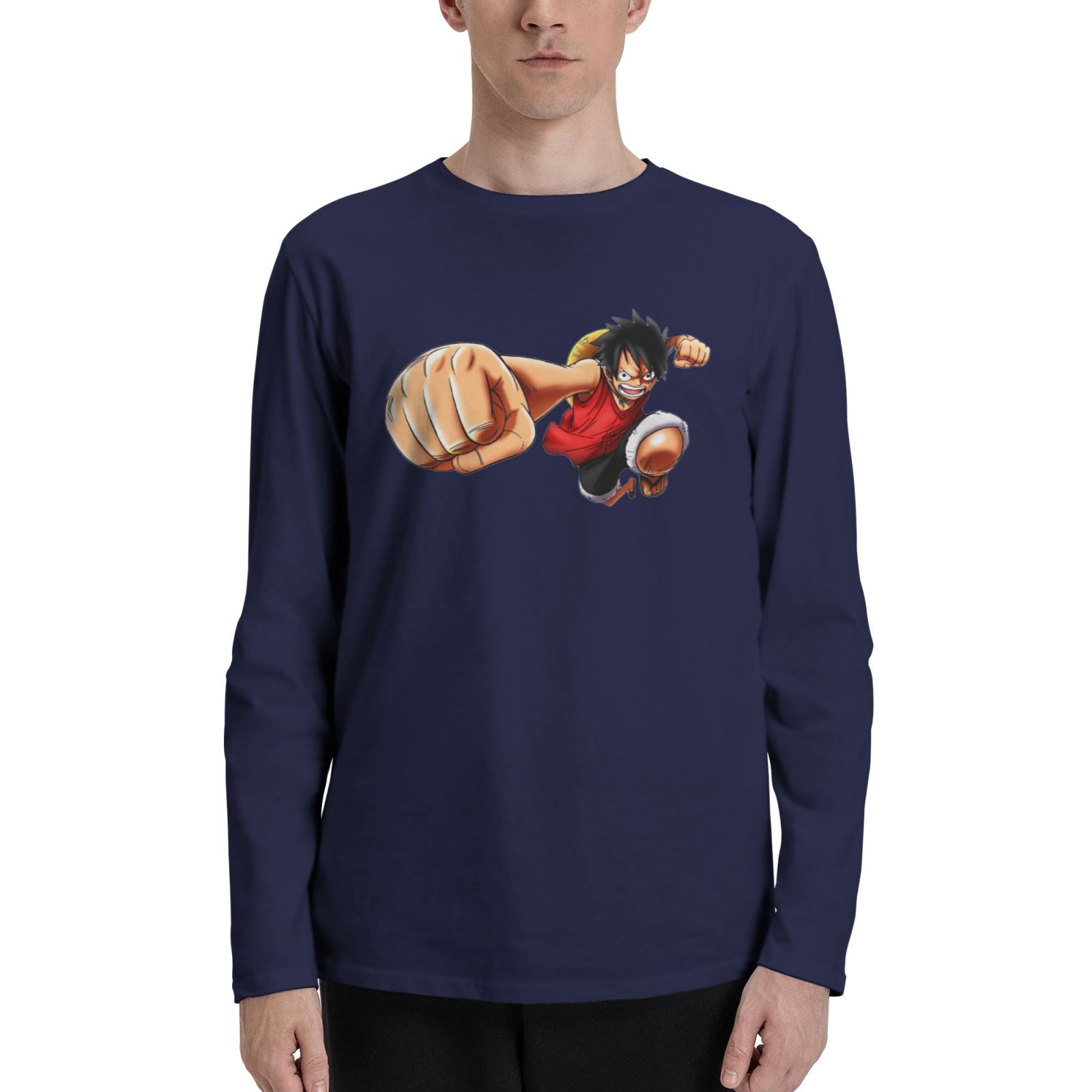 One Piece Luffy Anime Men's Long Sleeve T-Shirts Graphic T-Shirt Hw01 ...