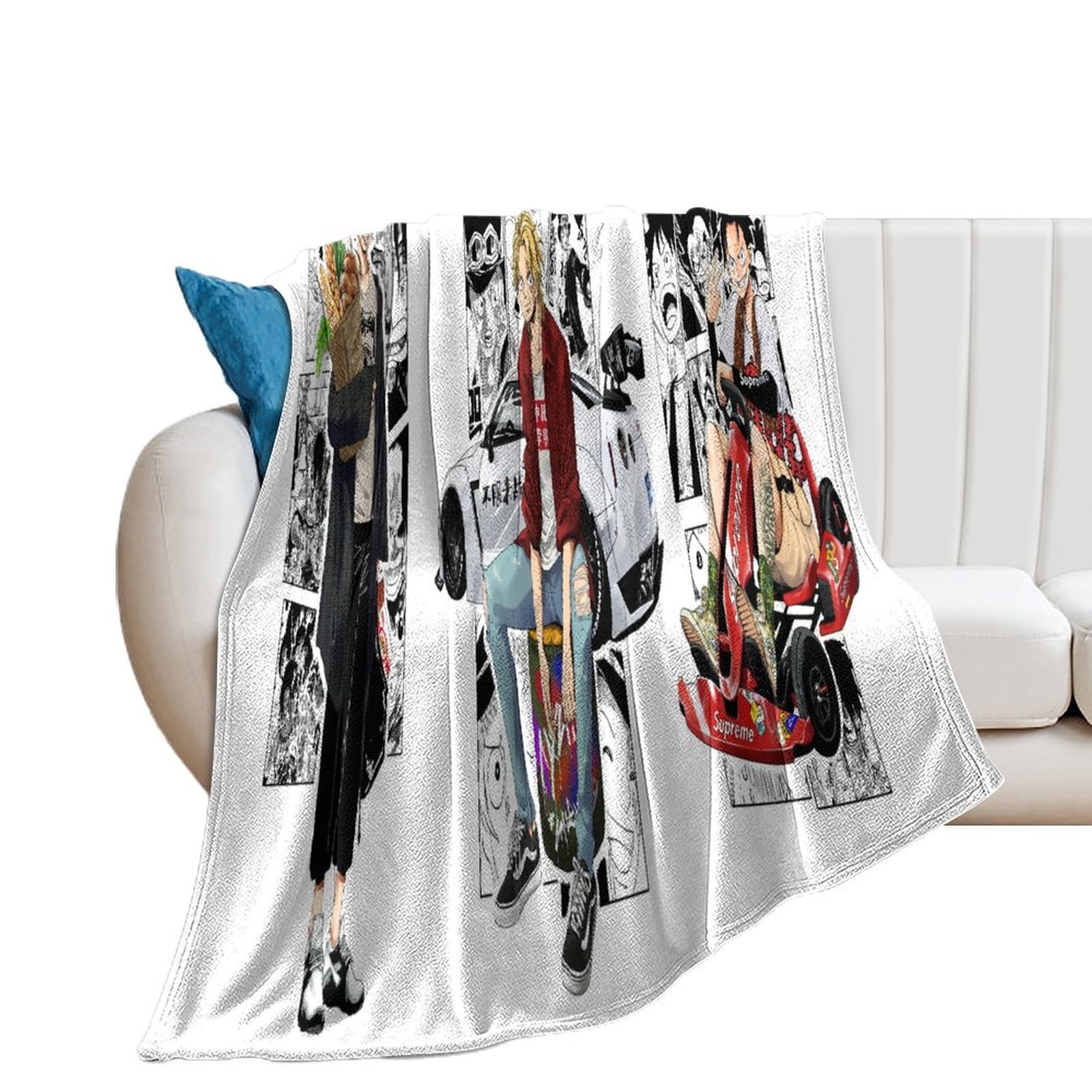 One Piece Luffy B (1584) Throw Blanket Blankets and Throws Beach Picnic ...