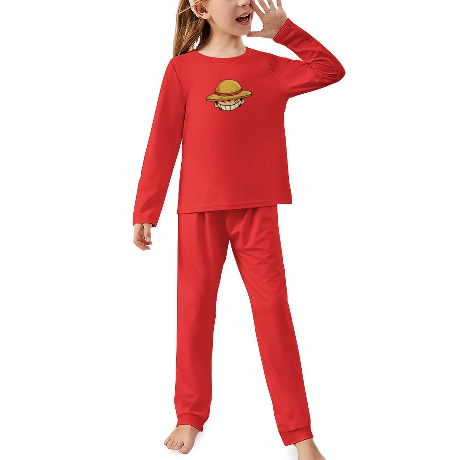 One Piece Luffy Child Pajamas Set for Boys Girls 6 Sizes, Long Sleeve ...
