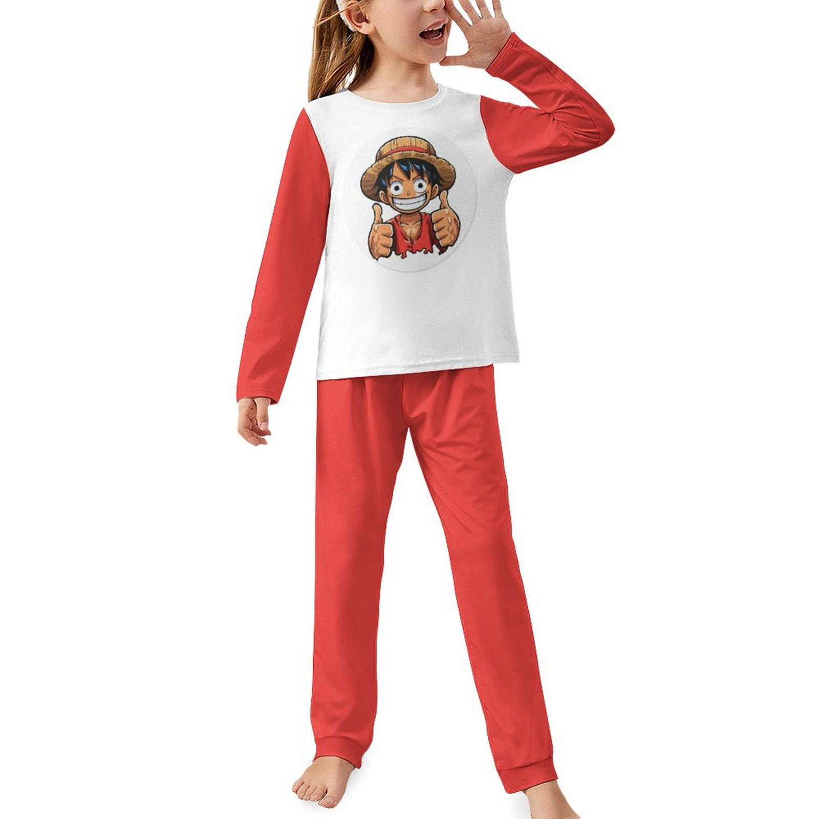 One Piece Luffy Child Pajamas Set for Boys Girls 6 Sizes, Long Sleeve ...
