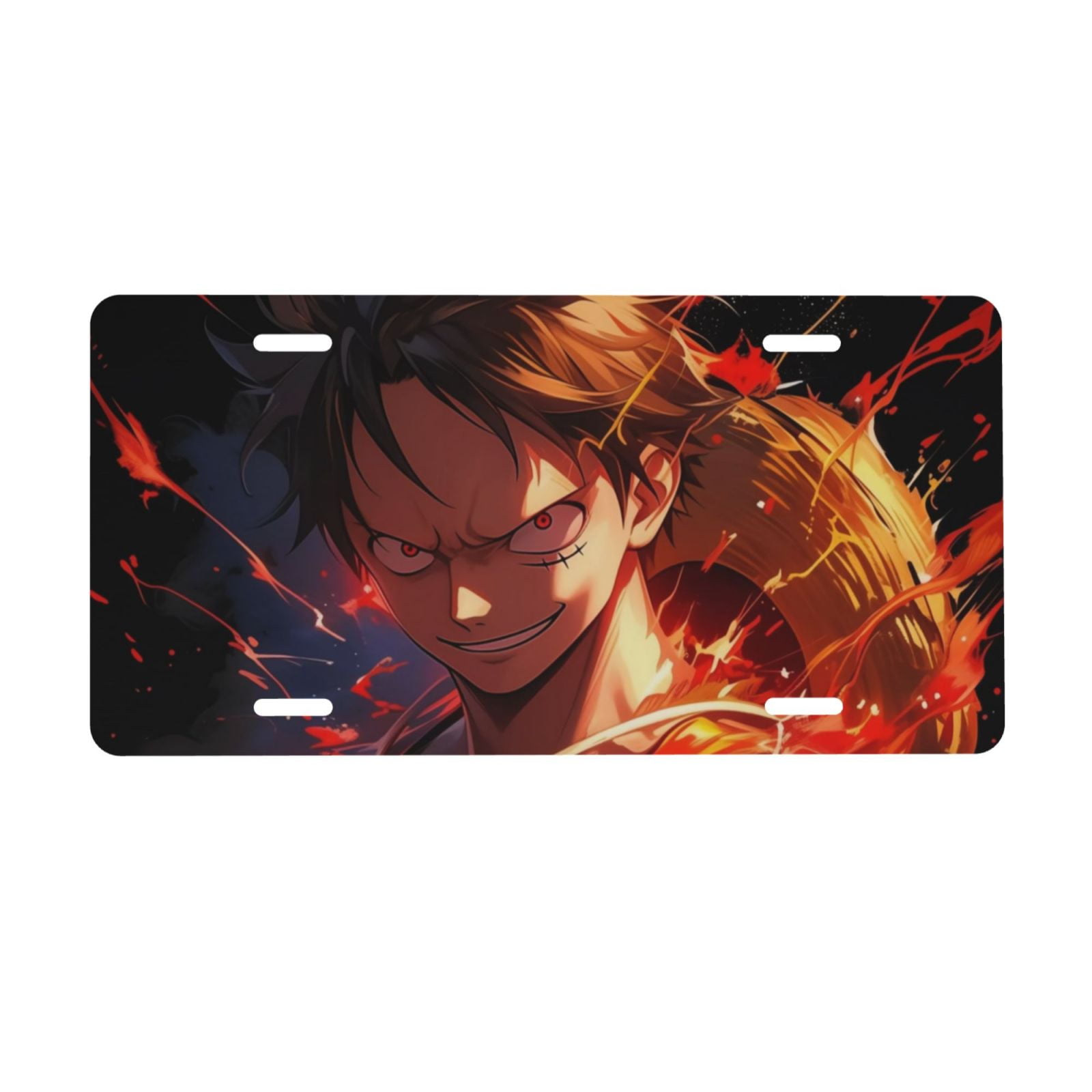One Piece Luffy License Plate, Car Front License Plates With 4 Holes ...