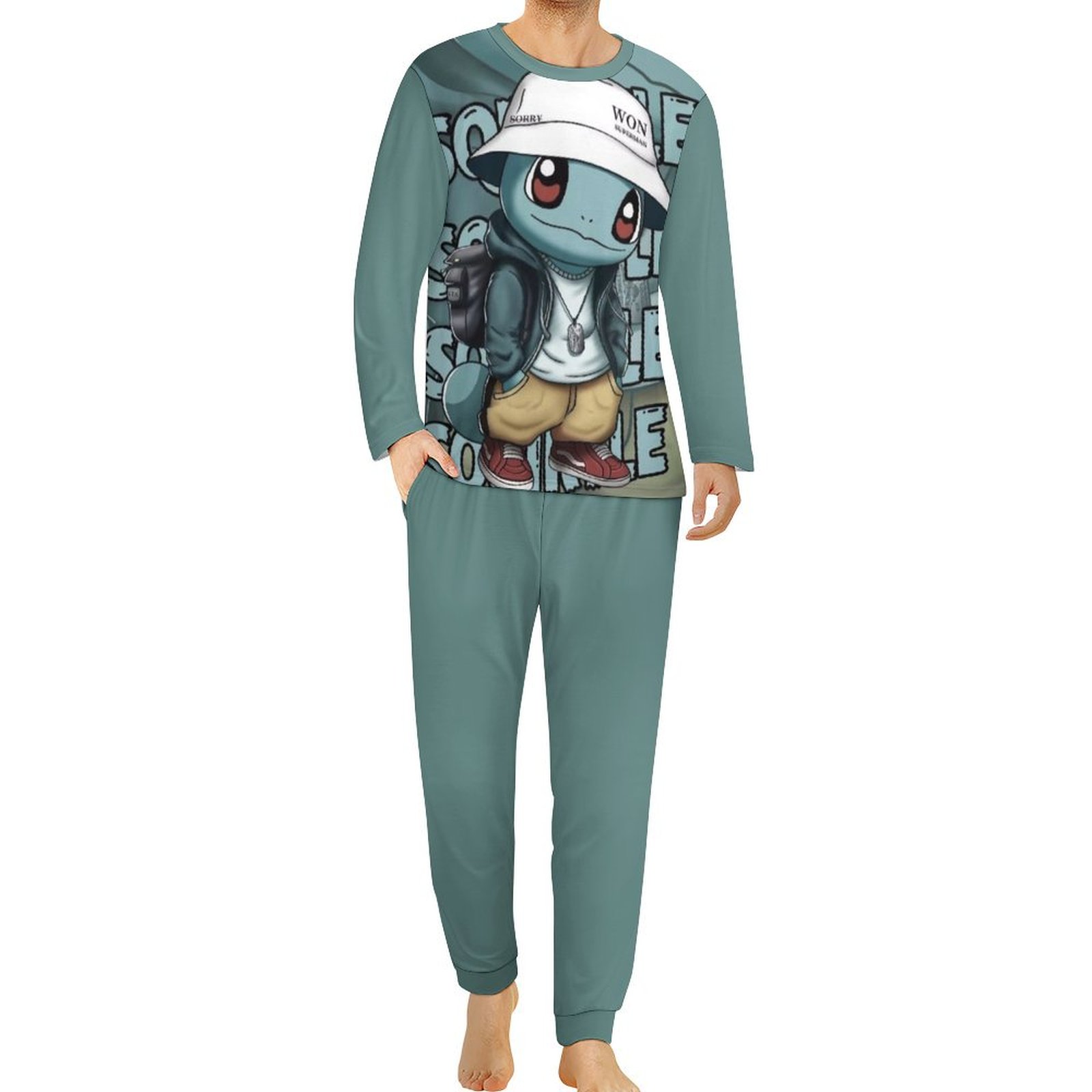 One Piece Luffy Men's Long Sleeve Pajama，Soft Sleepwear Pjs Long for ...