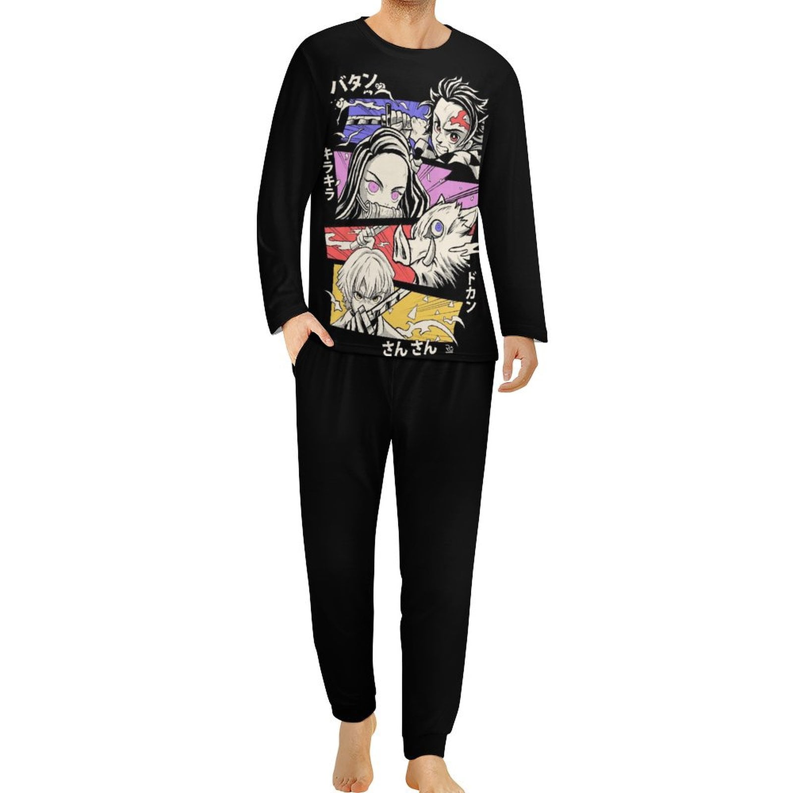 One Piece Luffy Men's Long Sleeve Pajama，Soft Sleepwear Pjs Long for ...