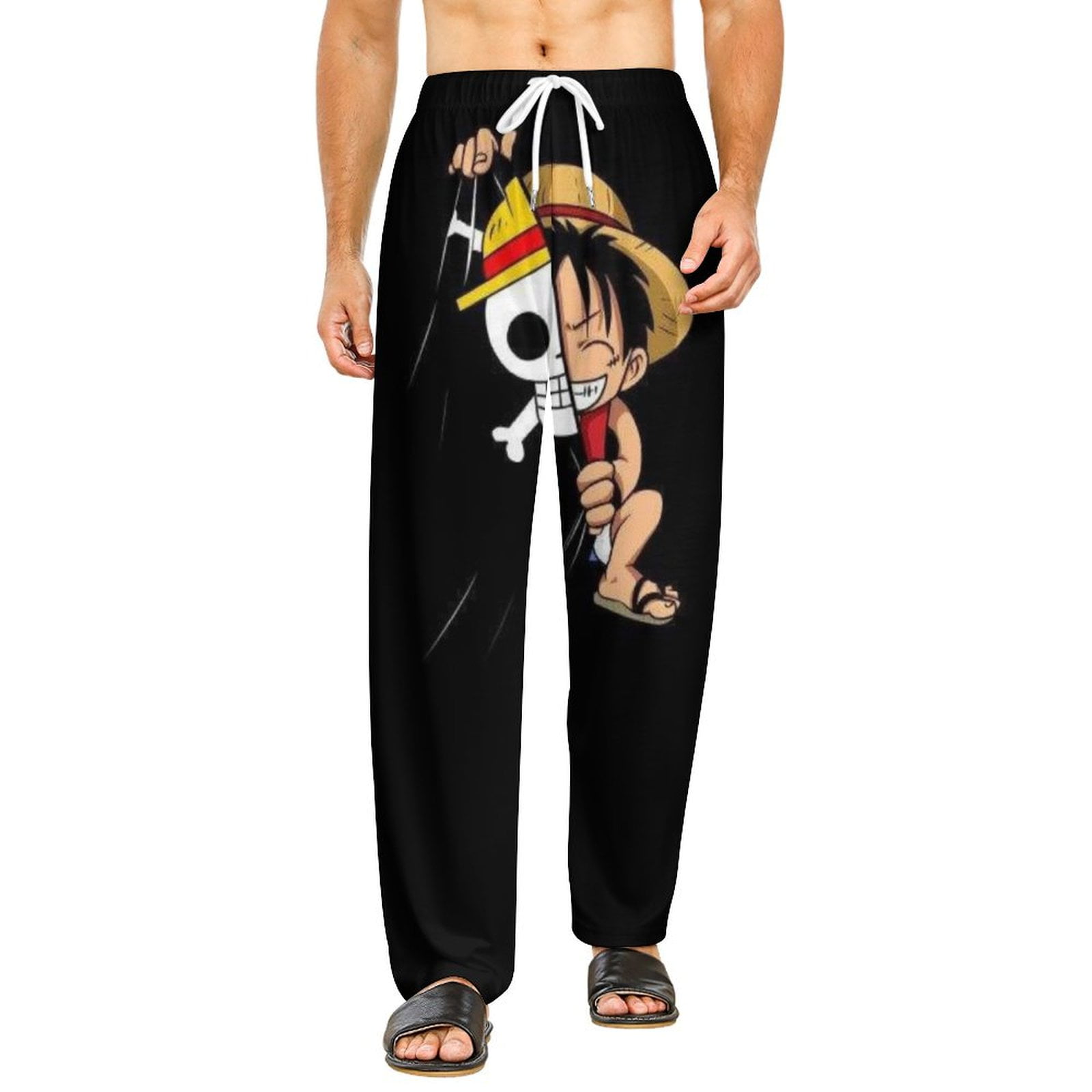 One Piece Luffy Men's elastic waist straight leg pajama pants M ...