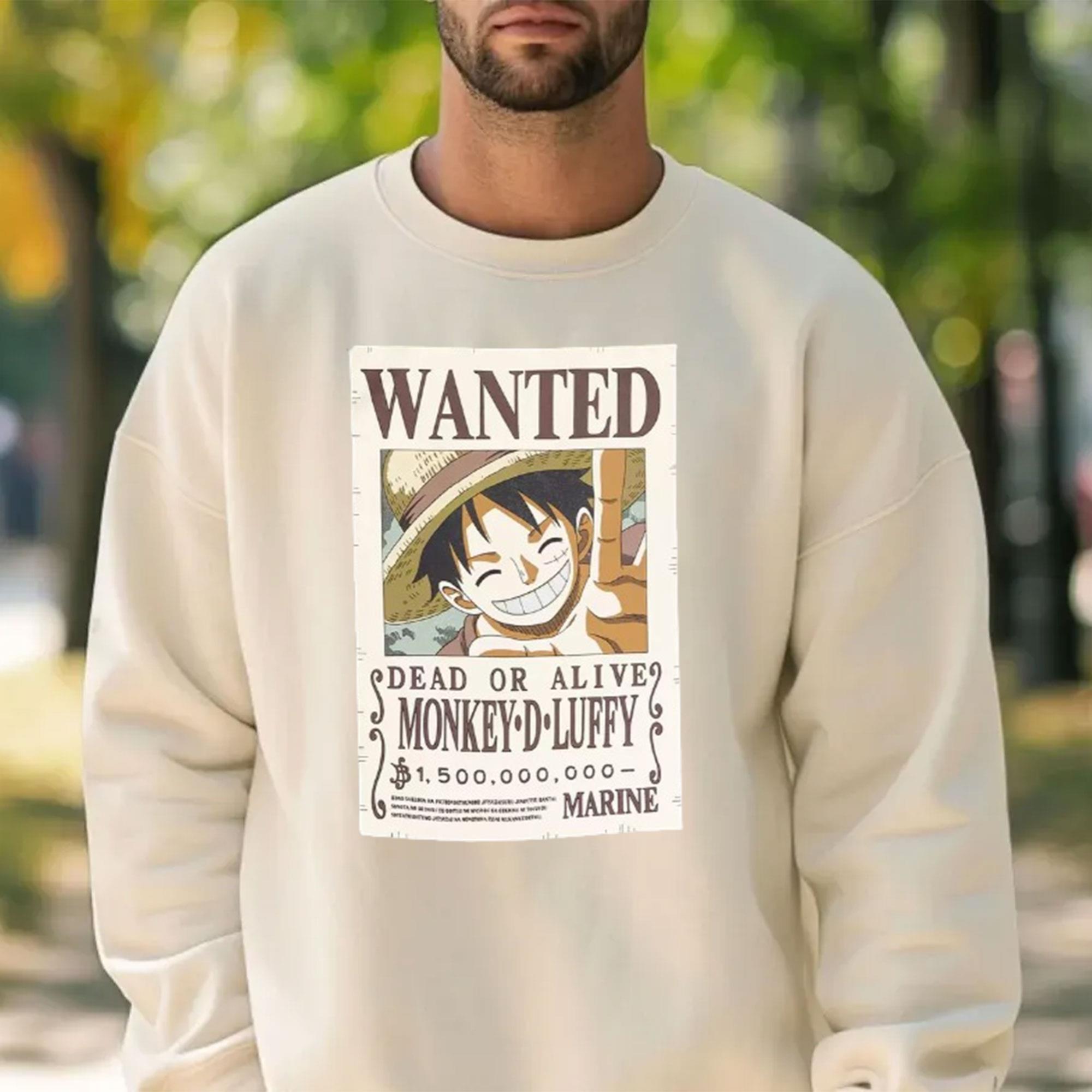 One Piece Luffy Wanted Poster Sweat Shirt - Walmart.com