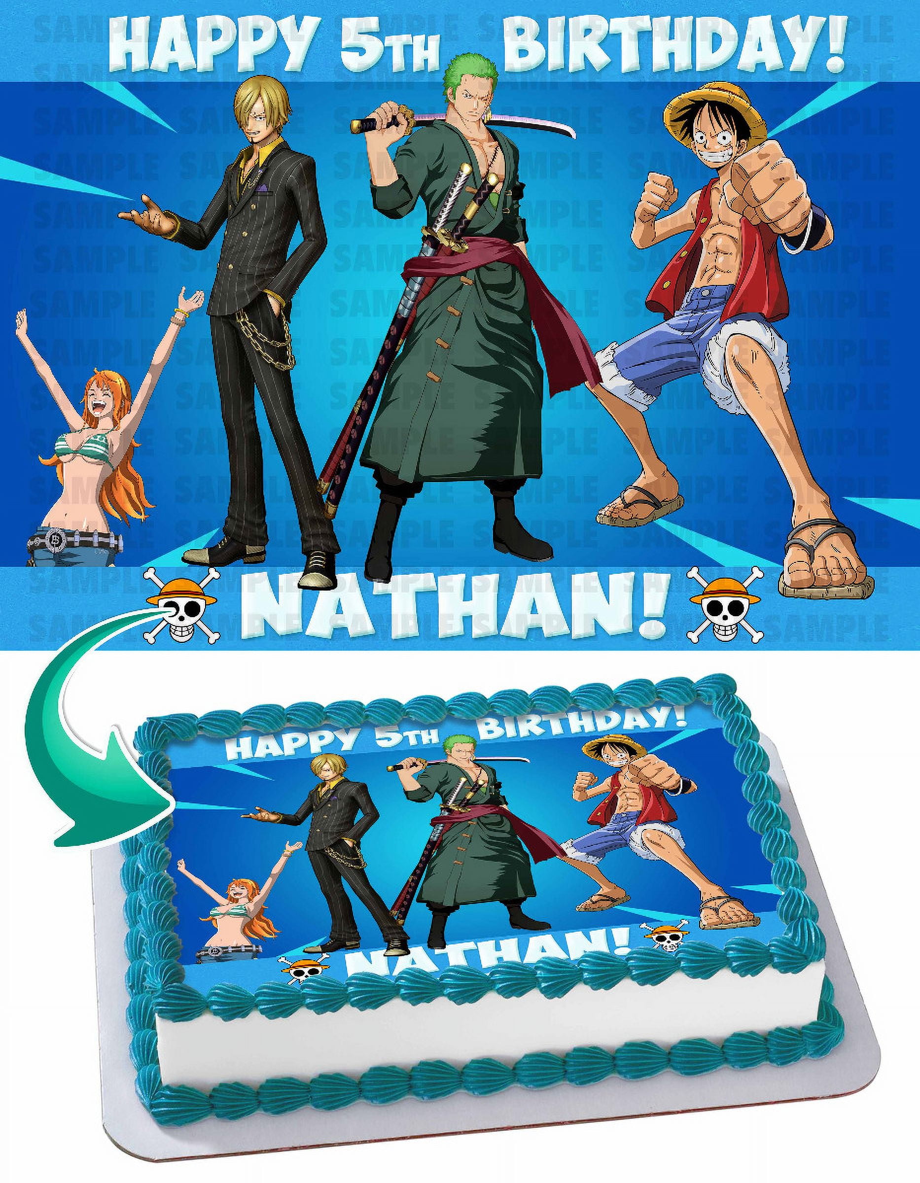 One Piece Luffy Zoro Nami Sanji Edible Cake Image Topper Personalized ...
