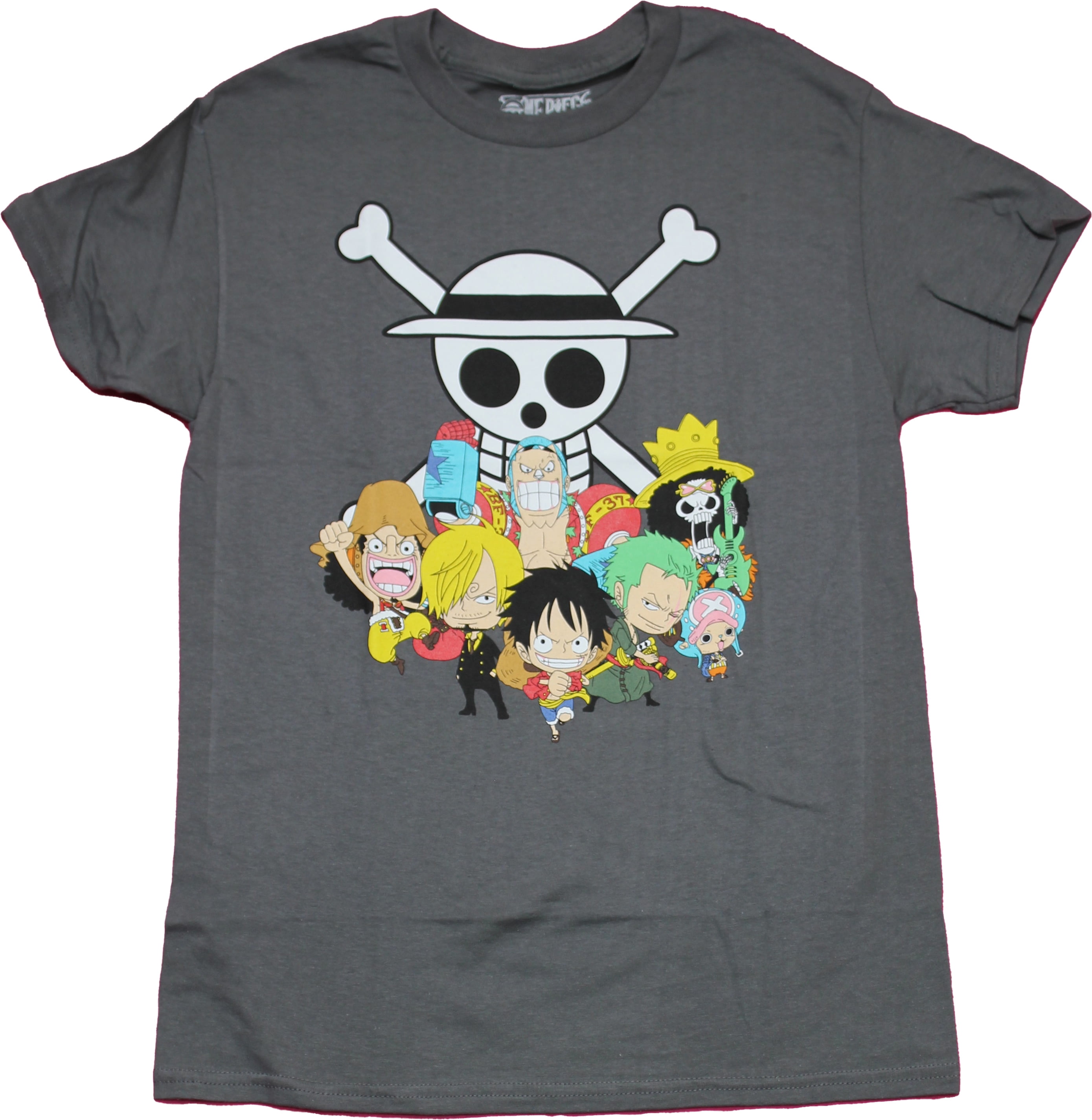 One Piece Mens T-Shirt - Chibi Strawhat Crew Under Skull Logo (2X-Large ...