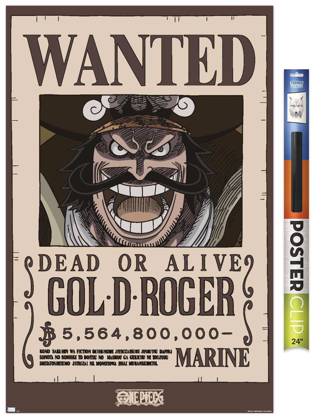 One Piece - Gol D Roger Wanted Poster Wall Poster, 22.375" x 34" - Walmart.com