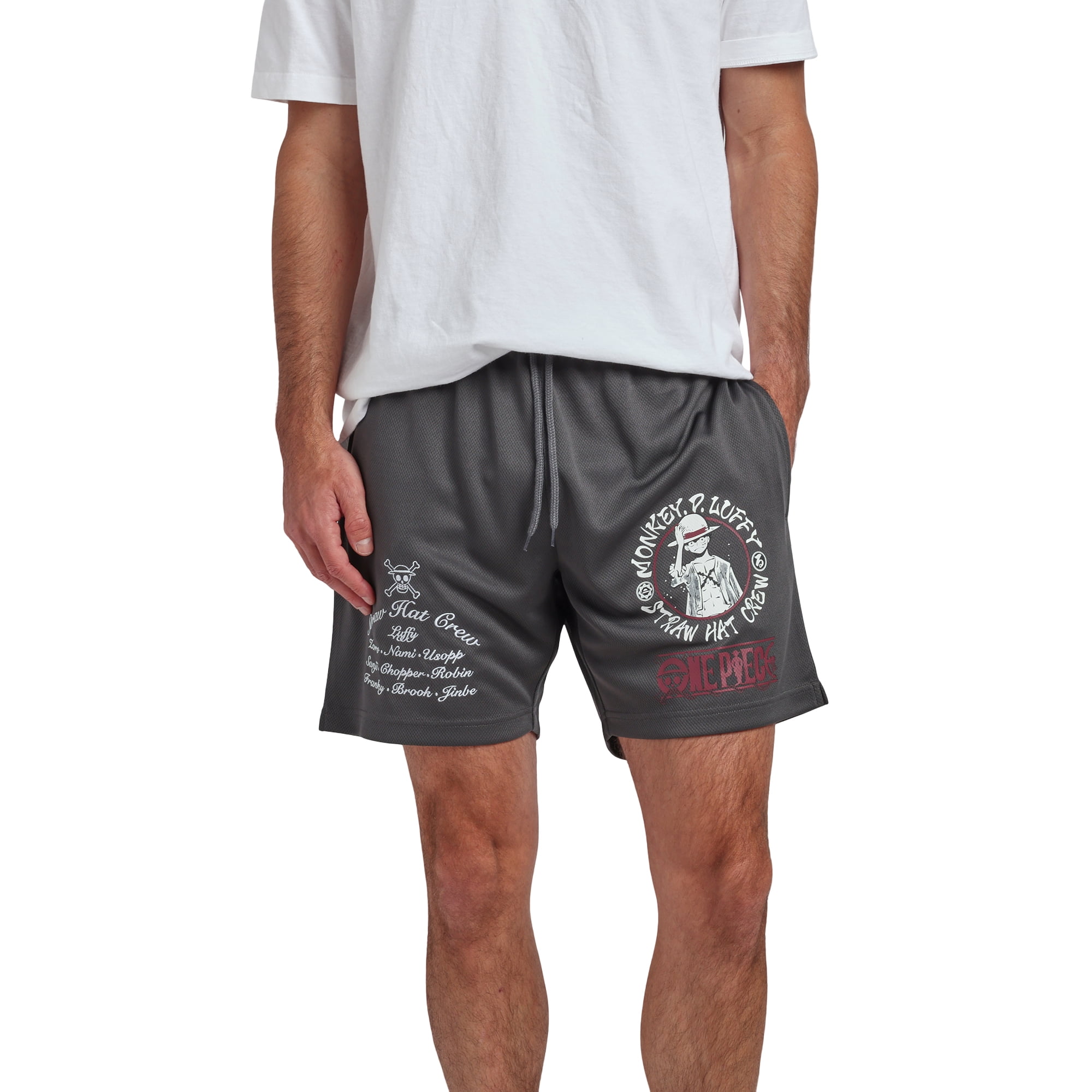 One Piece Monkey D Luffy's Straw Hat Crew Men's Gray Lounge Shorts ...