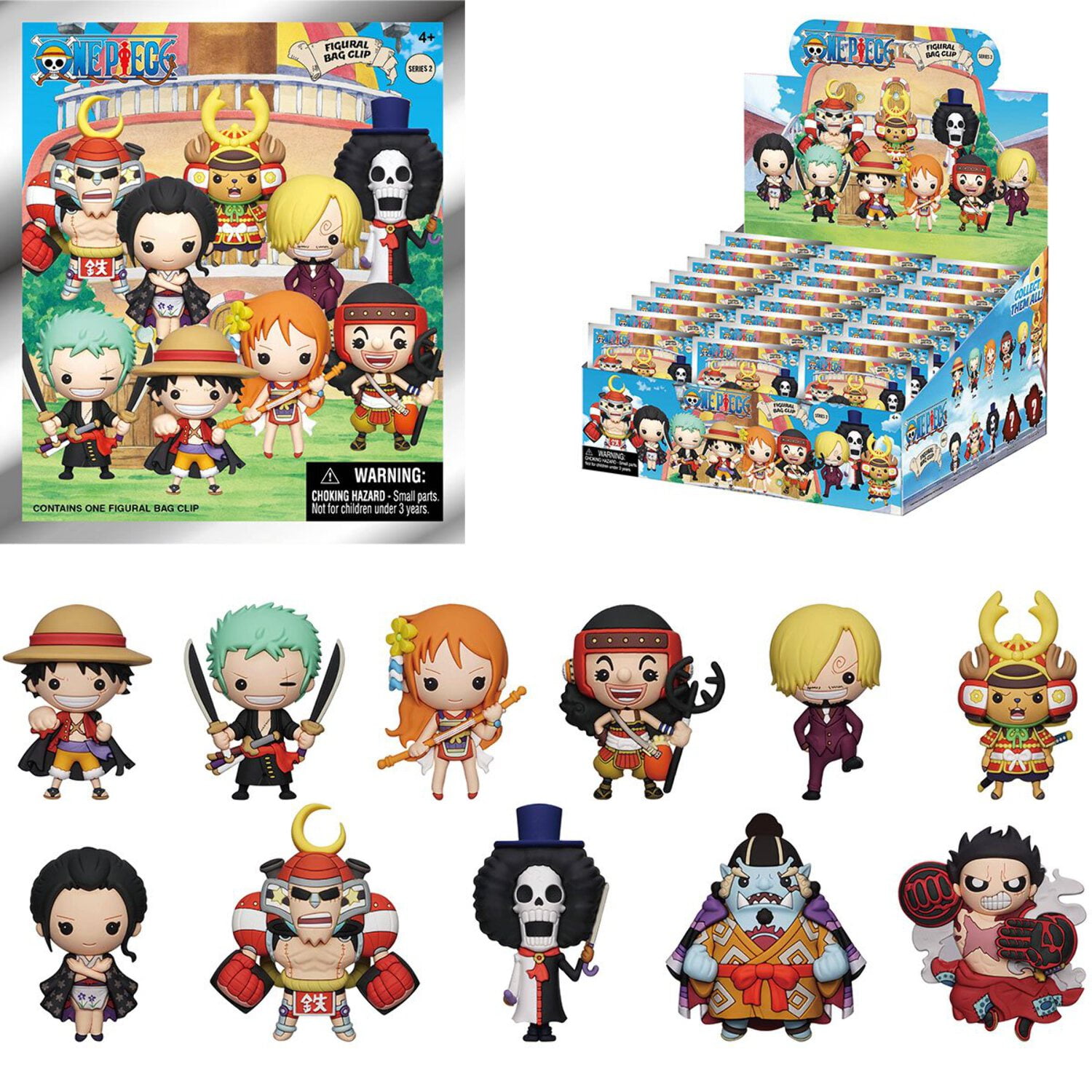 One Piece Series 2 Luffy Characters 3D Foam Bag Clip Display Case- Pack ...