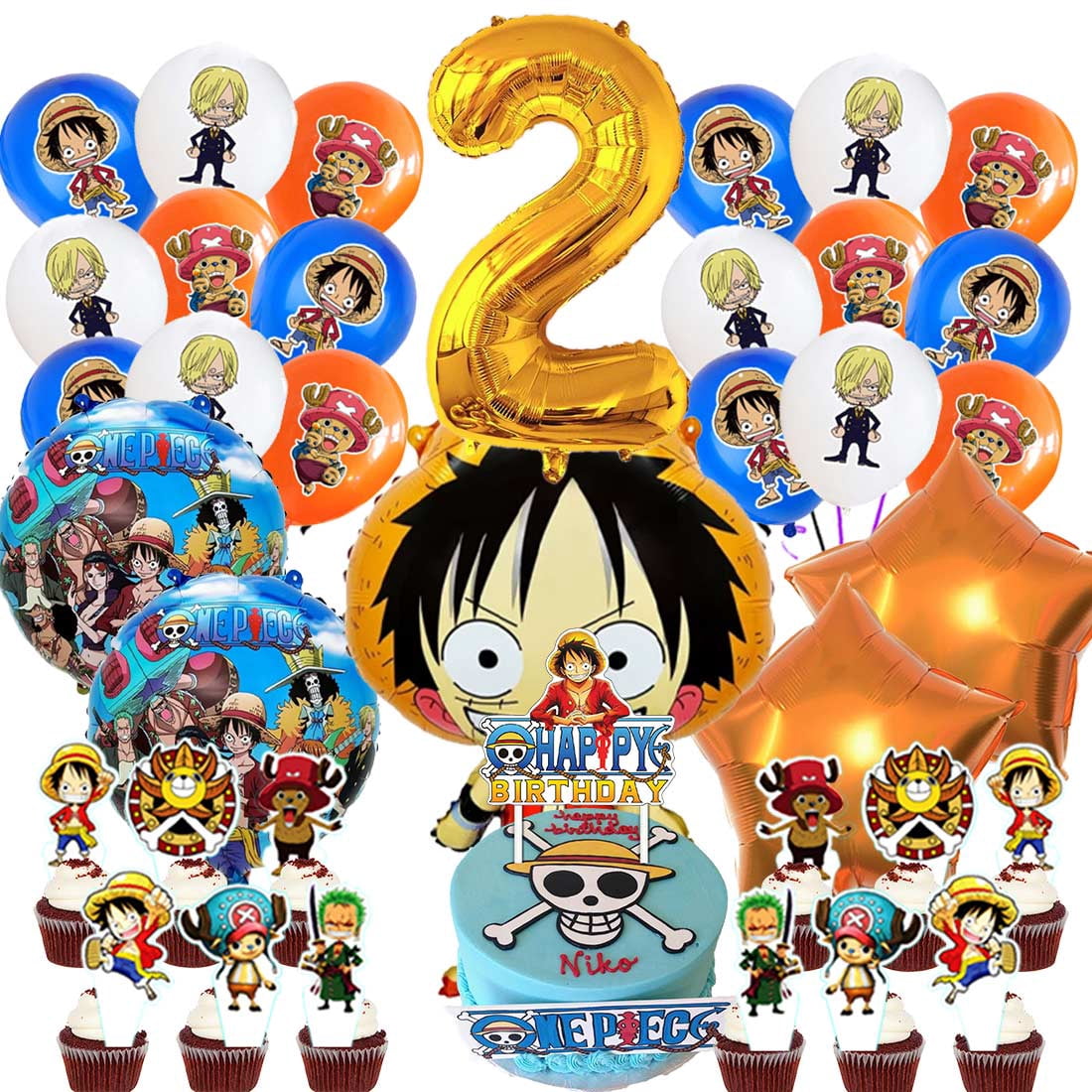 One Piece Party Supplies 2nd Decor Kit Balloons Birthday Cake Topper ...