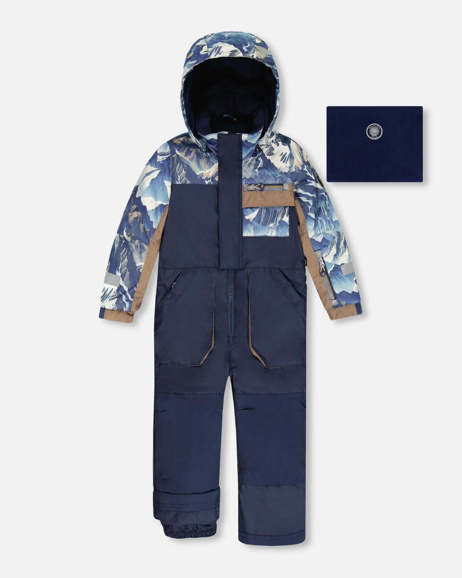 One-Piece Play Snowsuit With Mountains Print Navy Blue - Walmart.com