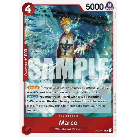 One Piece Premium Booster Rare Marco OP02-018 [Reprint] - Walmart.com