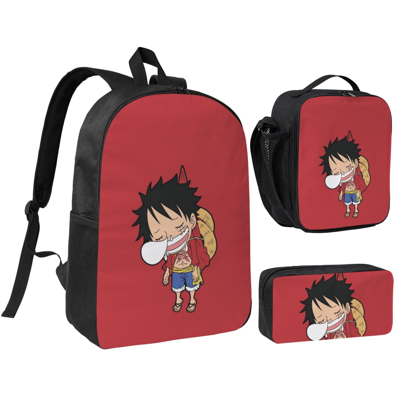 One Piece School Backpack with Lunch Box and Pencil Cas Backpack Set ...