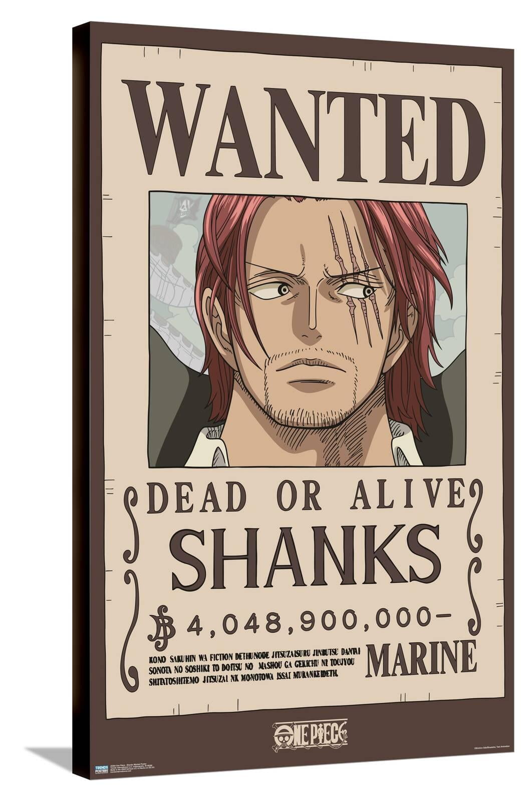 One Piece - Shanks Wanted Poster Canvas Wall Poster, 22.375" x 34 ...