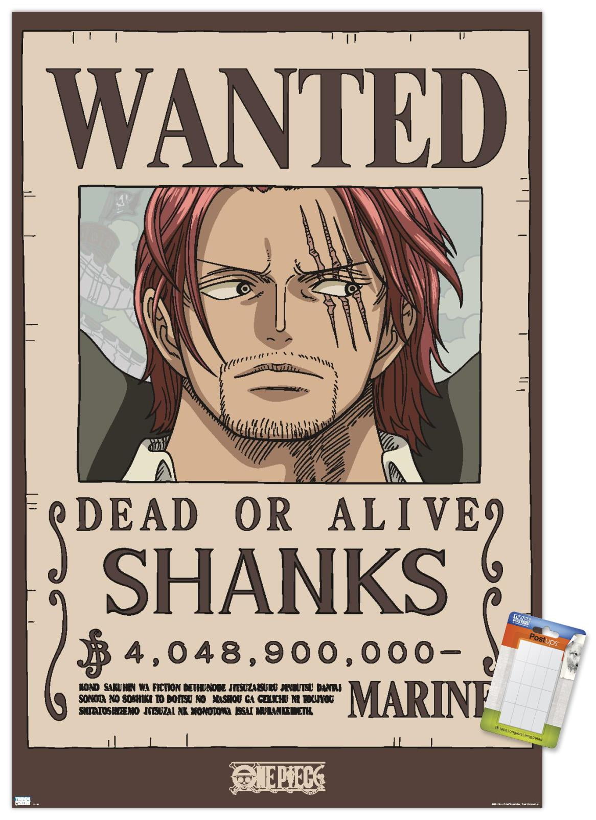 One Piece - Shanks Wanted Poster Wall Poster, 14.725" x 22.375 ...