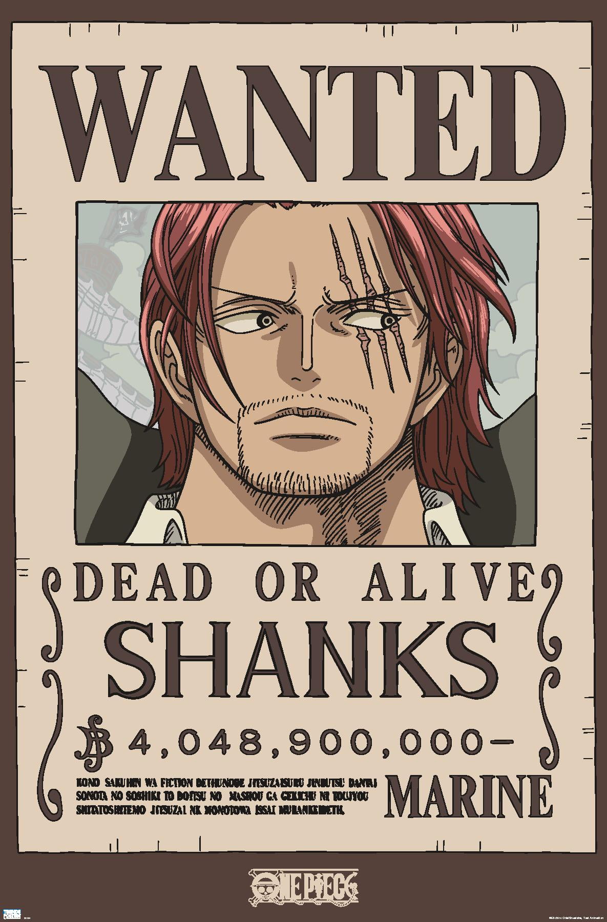 One Piece - Shanks Wanted Poster Wall Poster, 14.725" x 22.375 ...