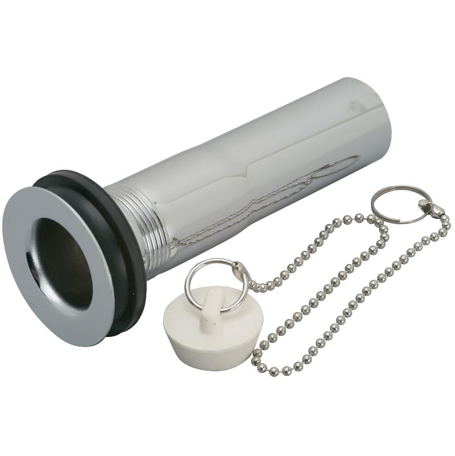 One Piece Sink Drain - with Chain and Stopper, Chrome Plated Steel ...