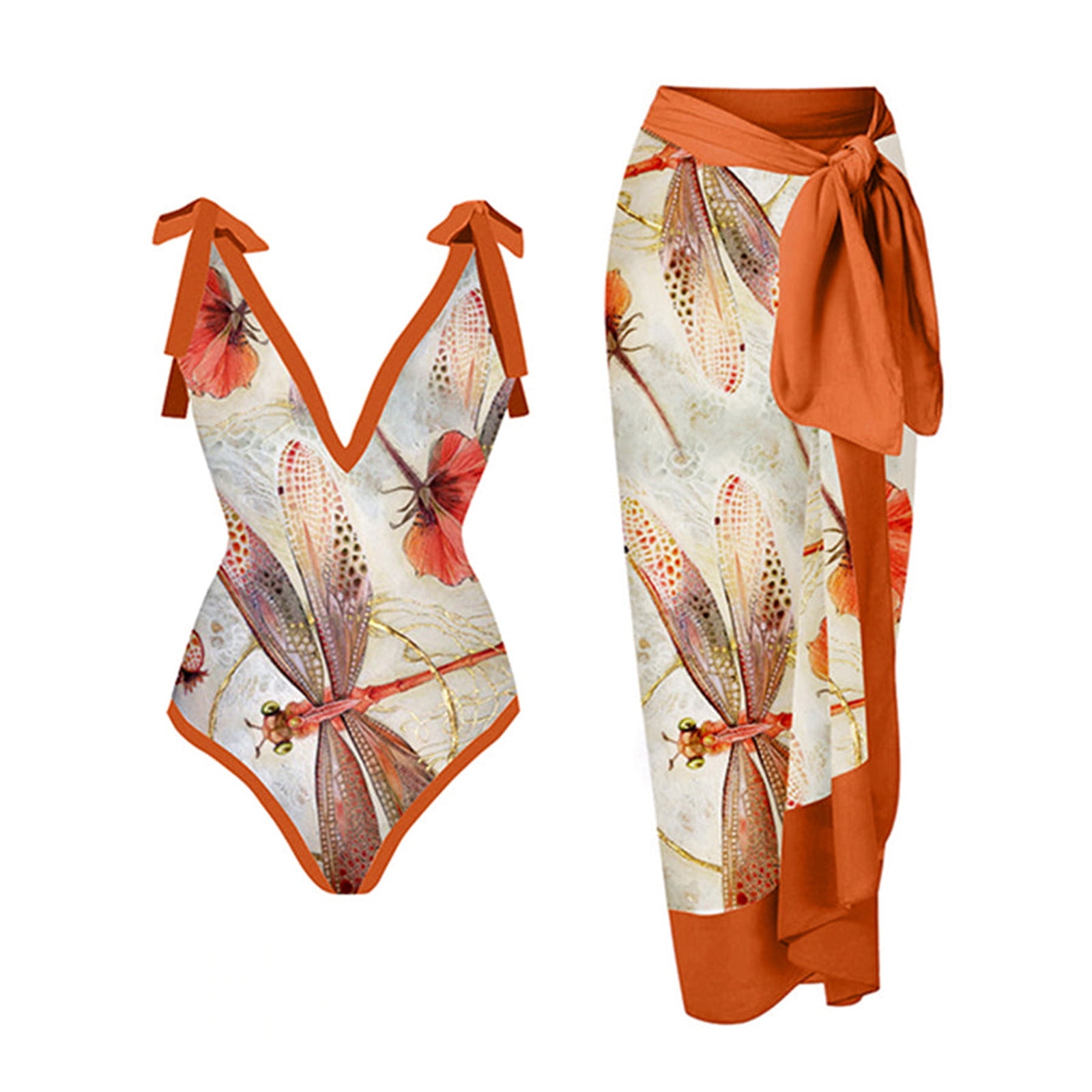 One Piece Swimsuit with Cover Up Set,Womens One Piece Floral Bathing ...