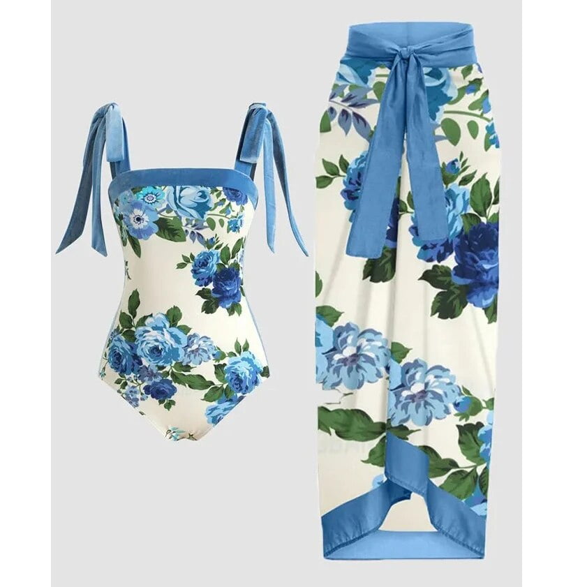 One Piece Swimsuit For Women Cover Up Swimwear Sexy Print Backless ...