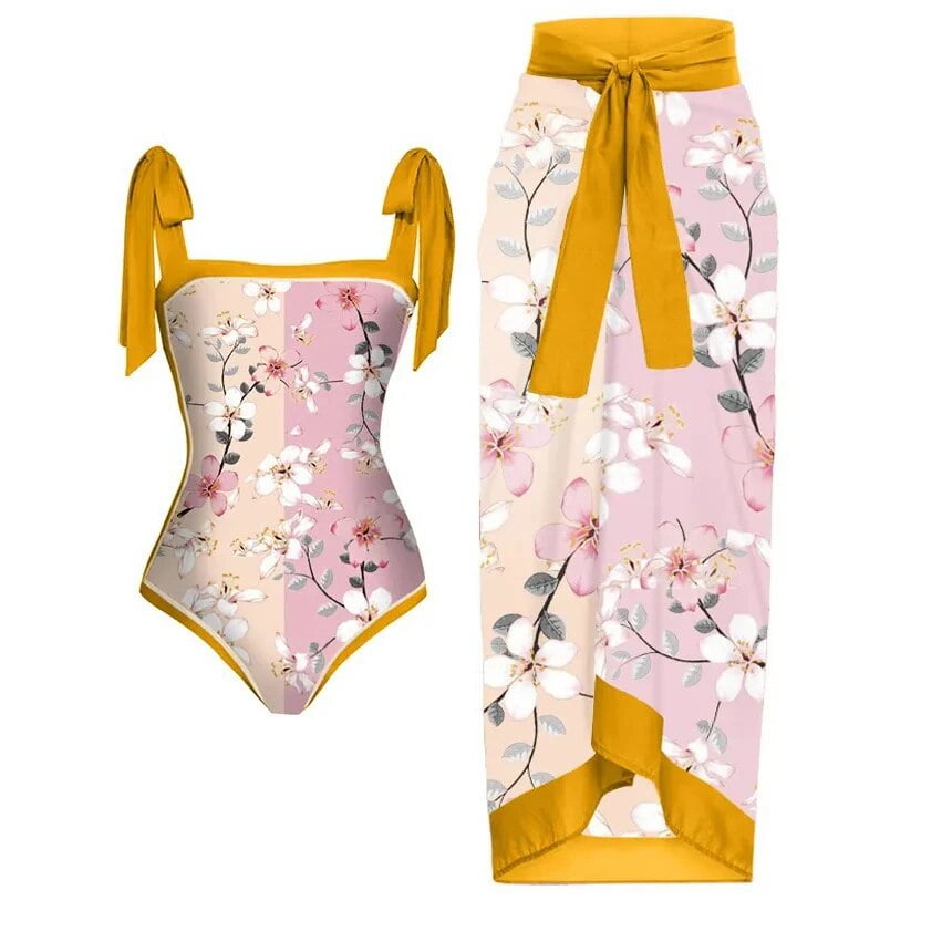 One Piece Swimsuit For Women Cover Up Swimwear Sexy Print Backless ...