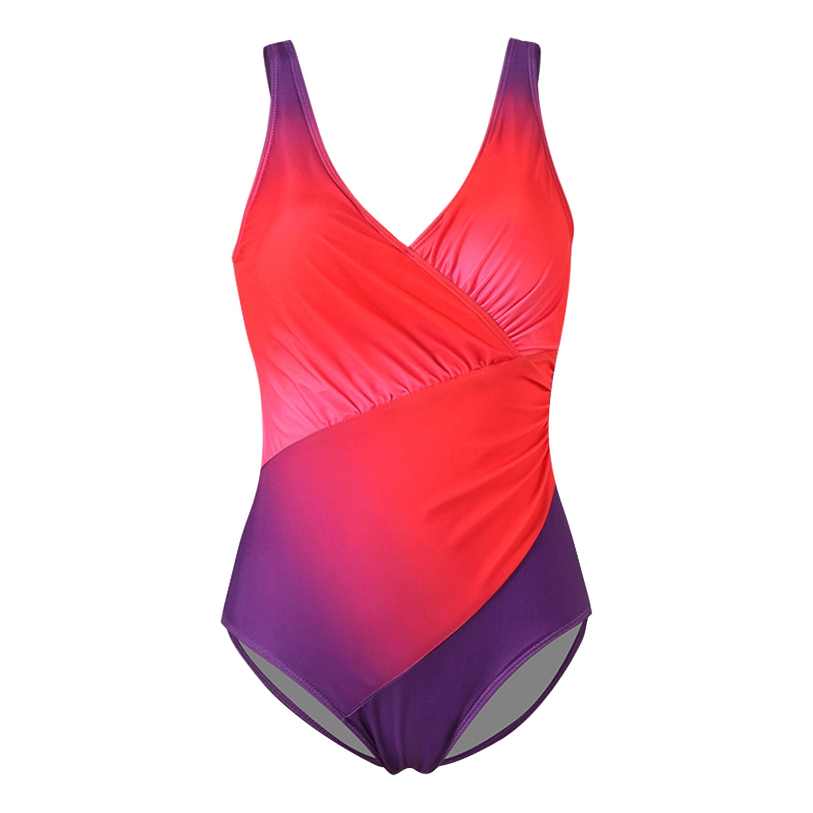One Piece Swimsuit Women Gradient Solid Color Plus Size Summer Lady ...