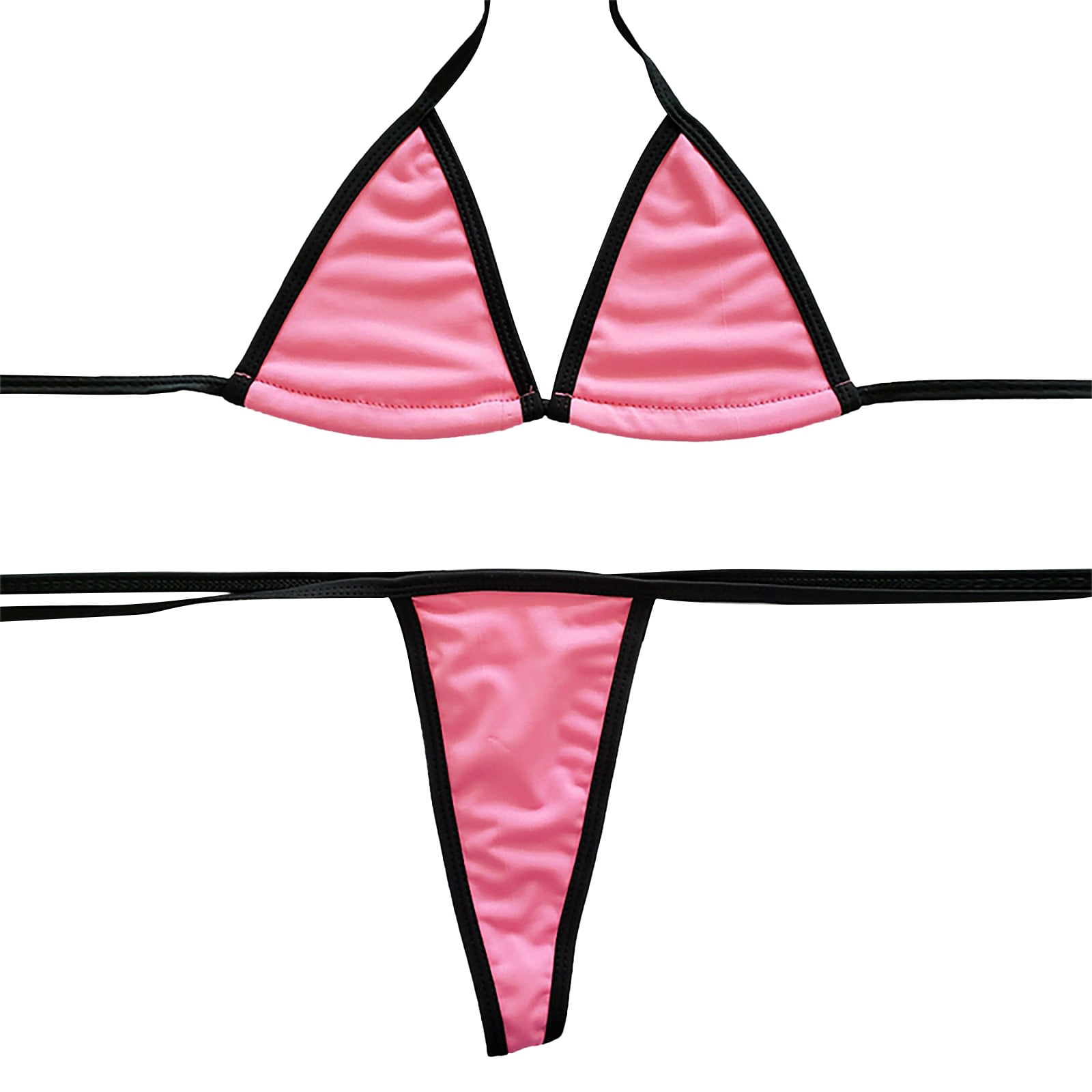 One Piece Swimsuit Women Plus Size Solid Color Sexy Three Point Thong Bikini Swimsuit Bathing