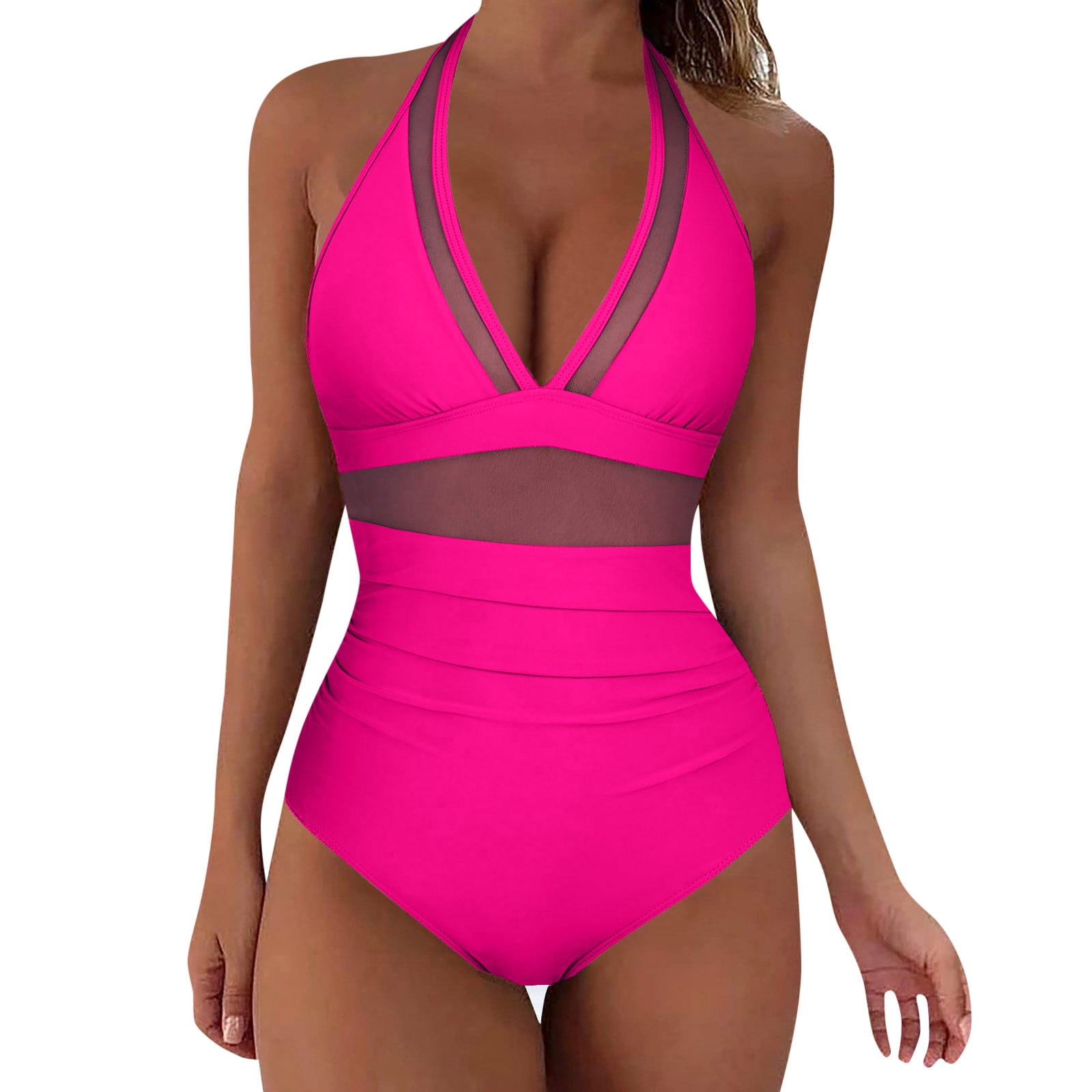 One Piece Swimsuit Women Plus Size Swimwear Sexy Mesh Swimsuit Push Up
