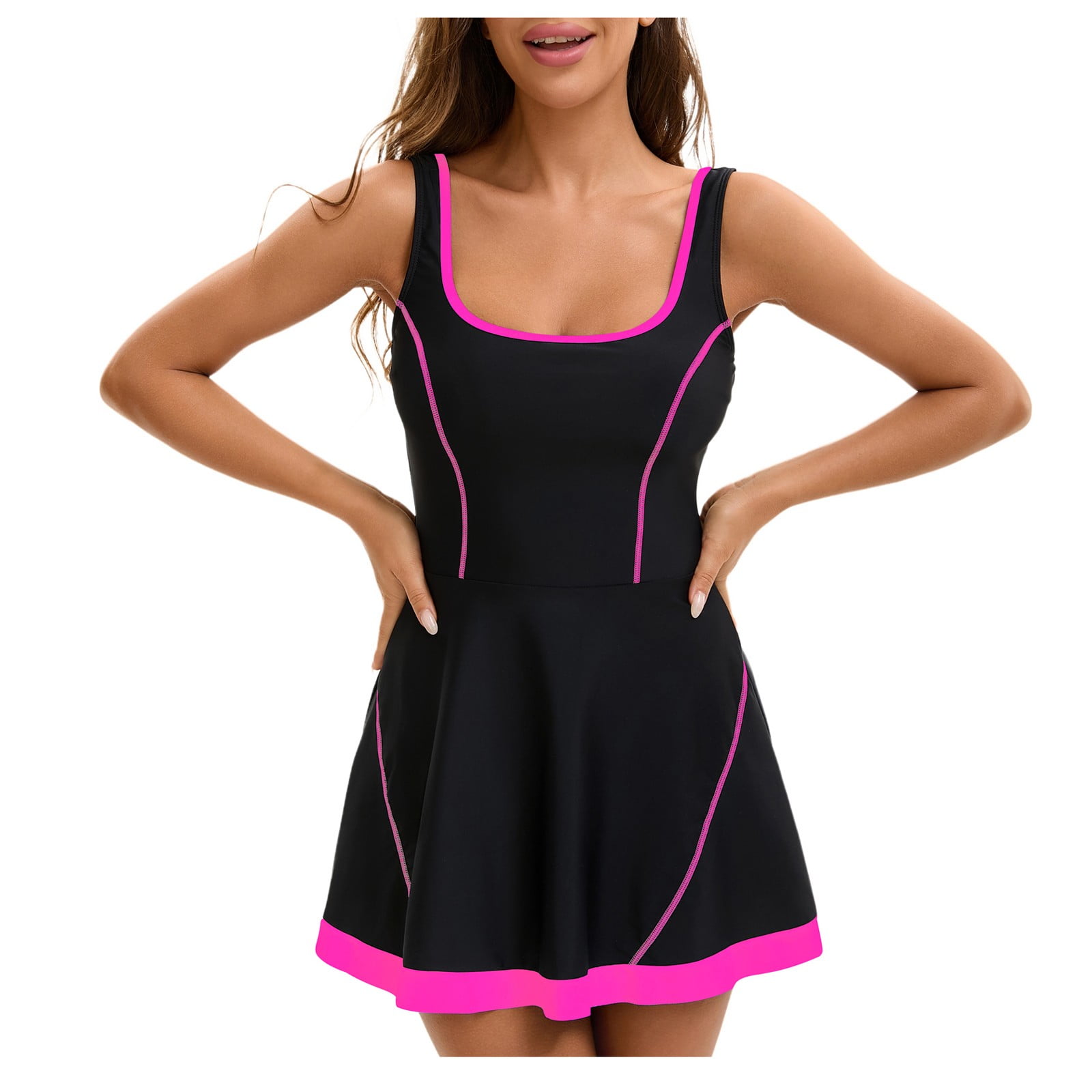 One Piece Swimsuit Women,Sleeveless Swimsuit Skirted Design Triangle ...