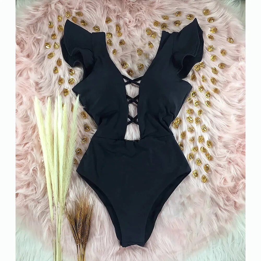 One Piece Swimsuit Women Swimwear Push Up Monokini Padded Swim Suit ...