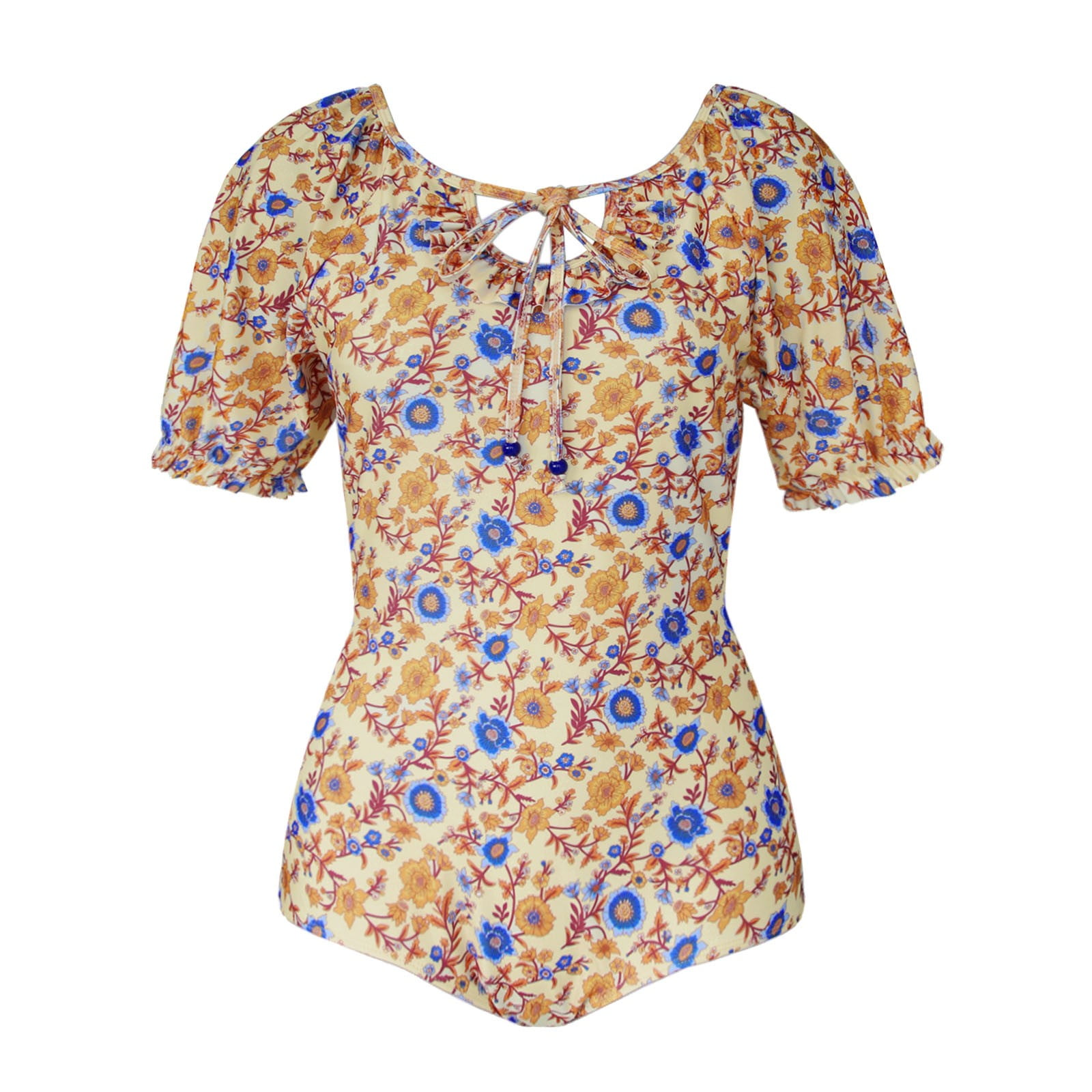 One Piece Swimsuit Women Womens Swimsuit Round Neck High Cut Bathing