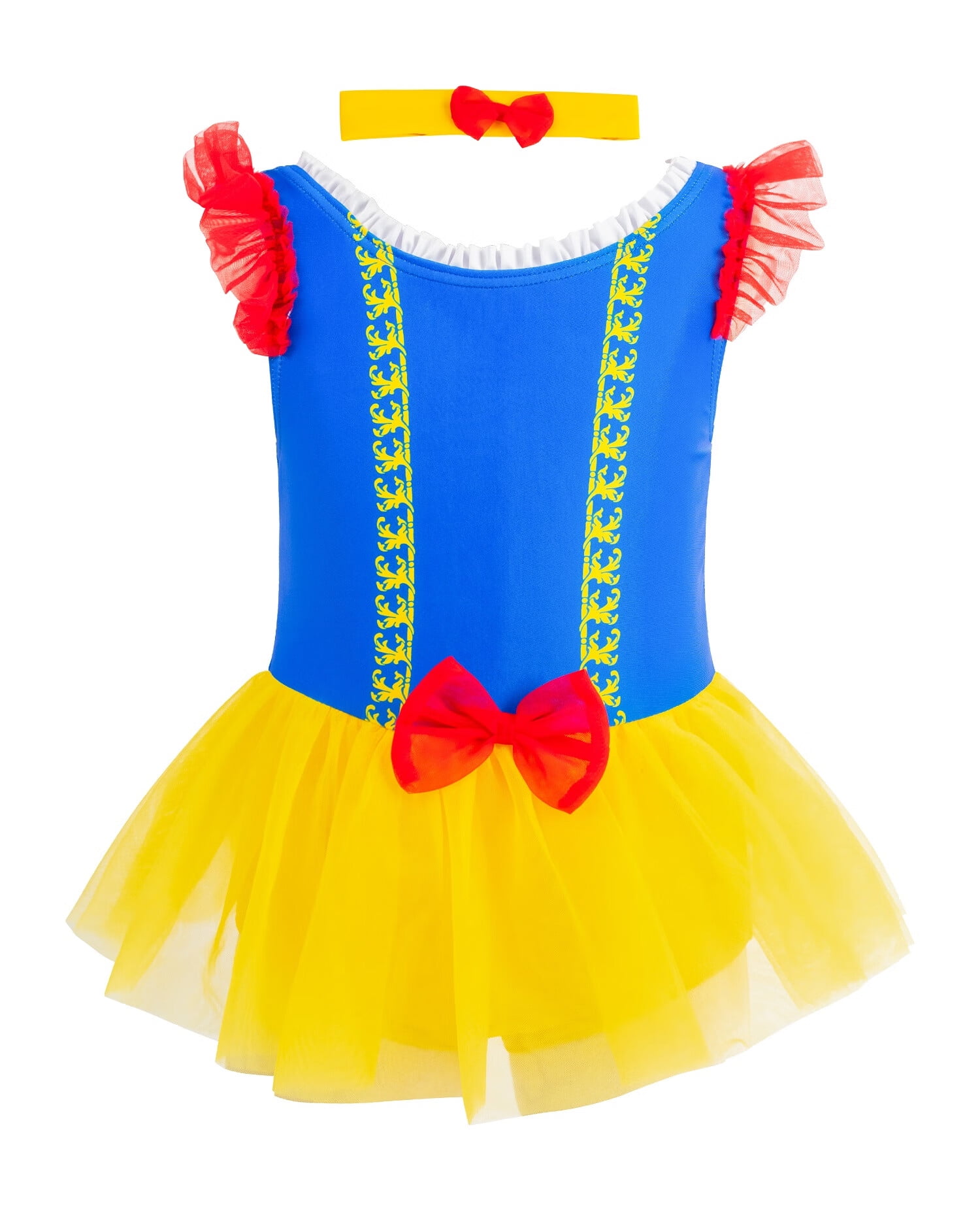 One Piece Swimsuit for Girls with Bownot Headband Princess Swimming ...