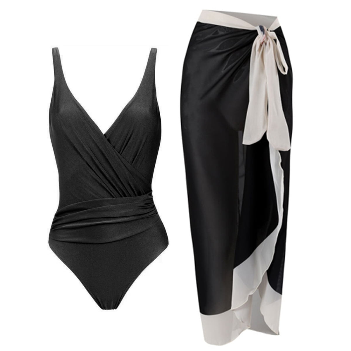 One Piece Swimsuit for Women,Soft Quick Dry Chiffon Bikini with Short ...