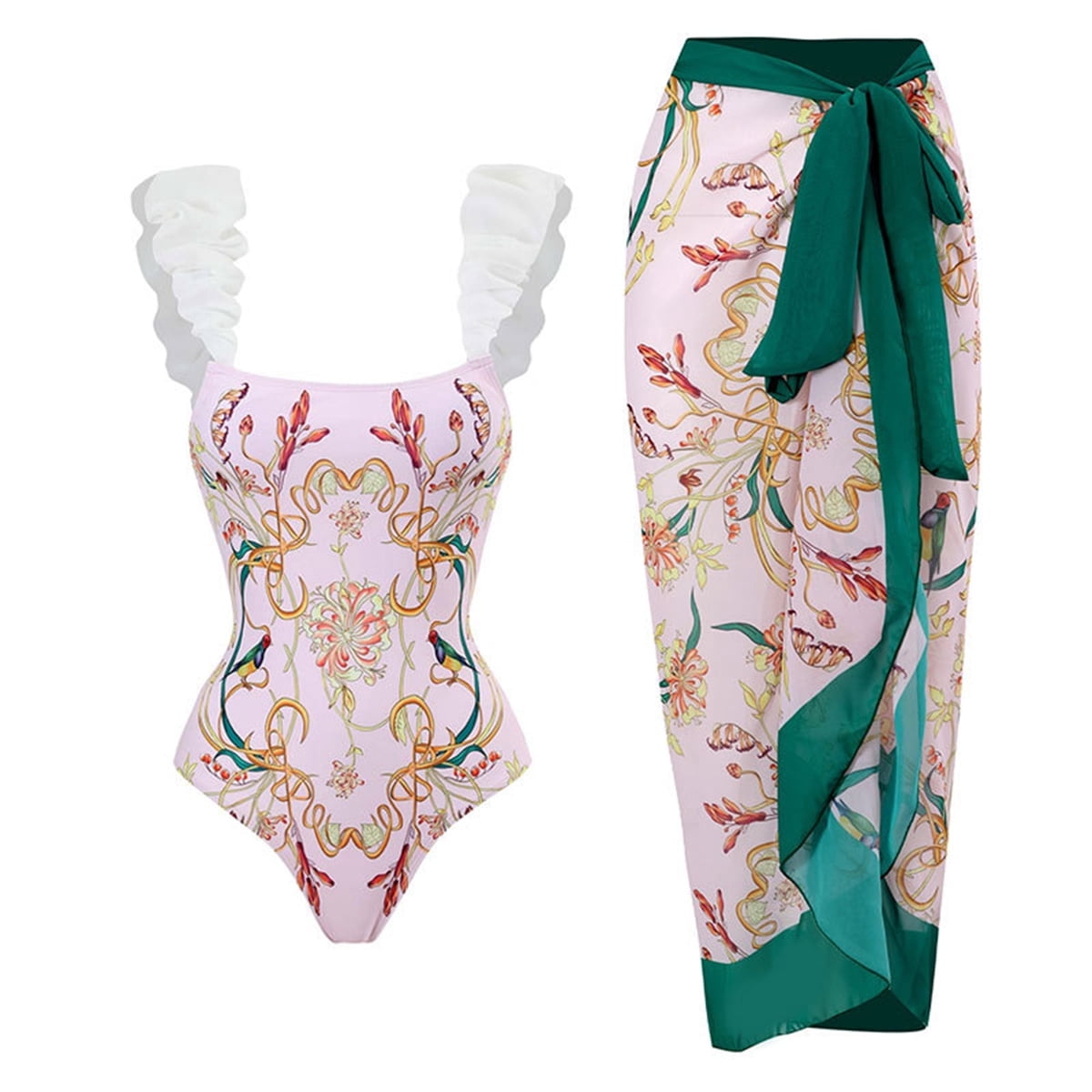 One Piece Swimsuit for Women,Soft Quick Dry Chiffon Bikini with Short ...