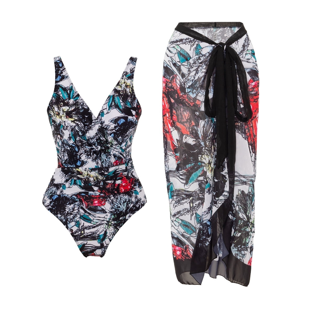 One Piece Swimsuit for Women,Soft Quick Dry Chiffon Bikini with Short ...