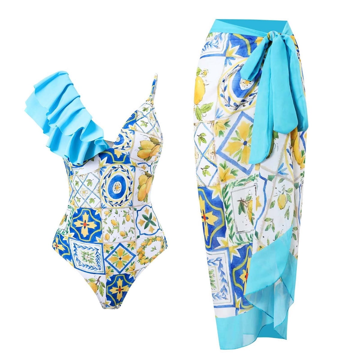 One Piece Swimsuit for Women,Soft Quick Dry Chiffon Bikini with Short ...