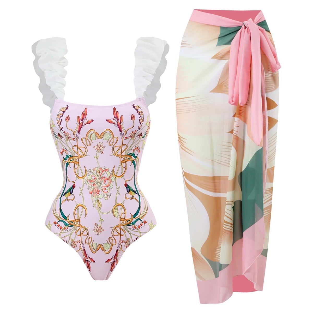 One Piece Swimsuit for Women,Soft Quick Dry Chiffon Bikini with Short ...