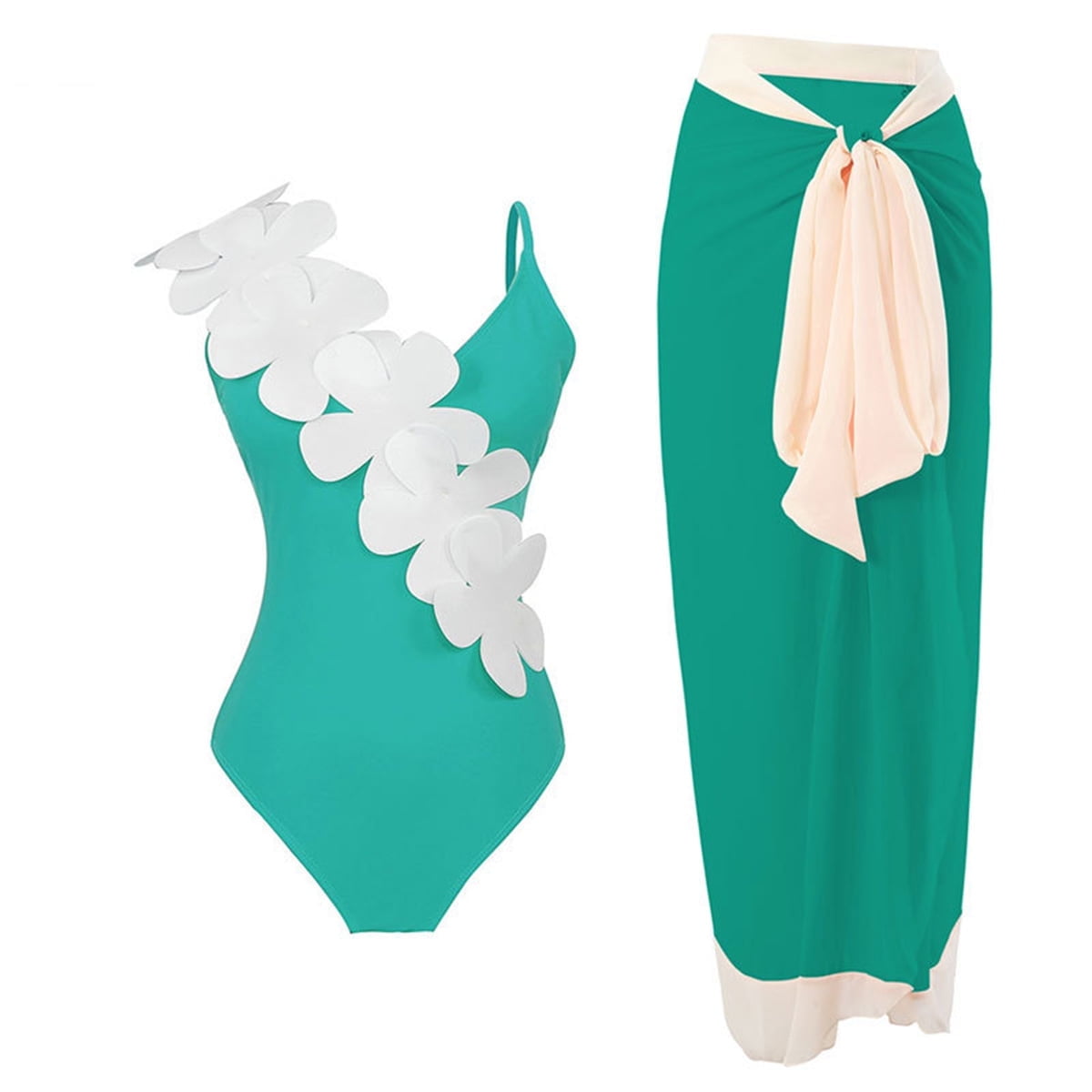 One Piece Swimsuit for Women,Soft Quick Dry Chiffon Bikini with Short ...