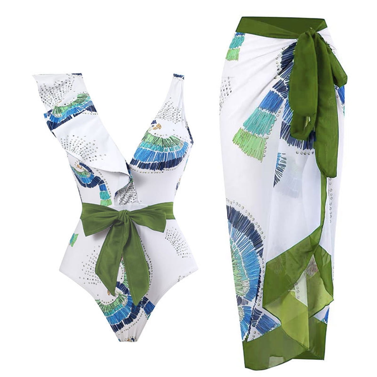 One Piece Swimsuit for Women,Soft Quick Dry Chiffon Bikini with Short ...