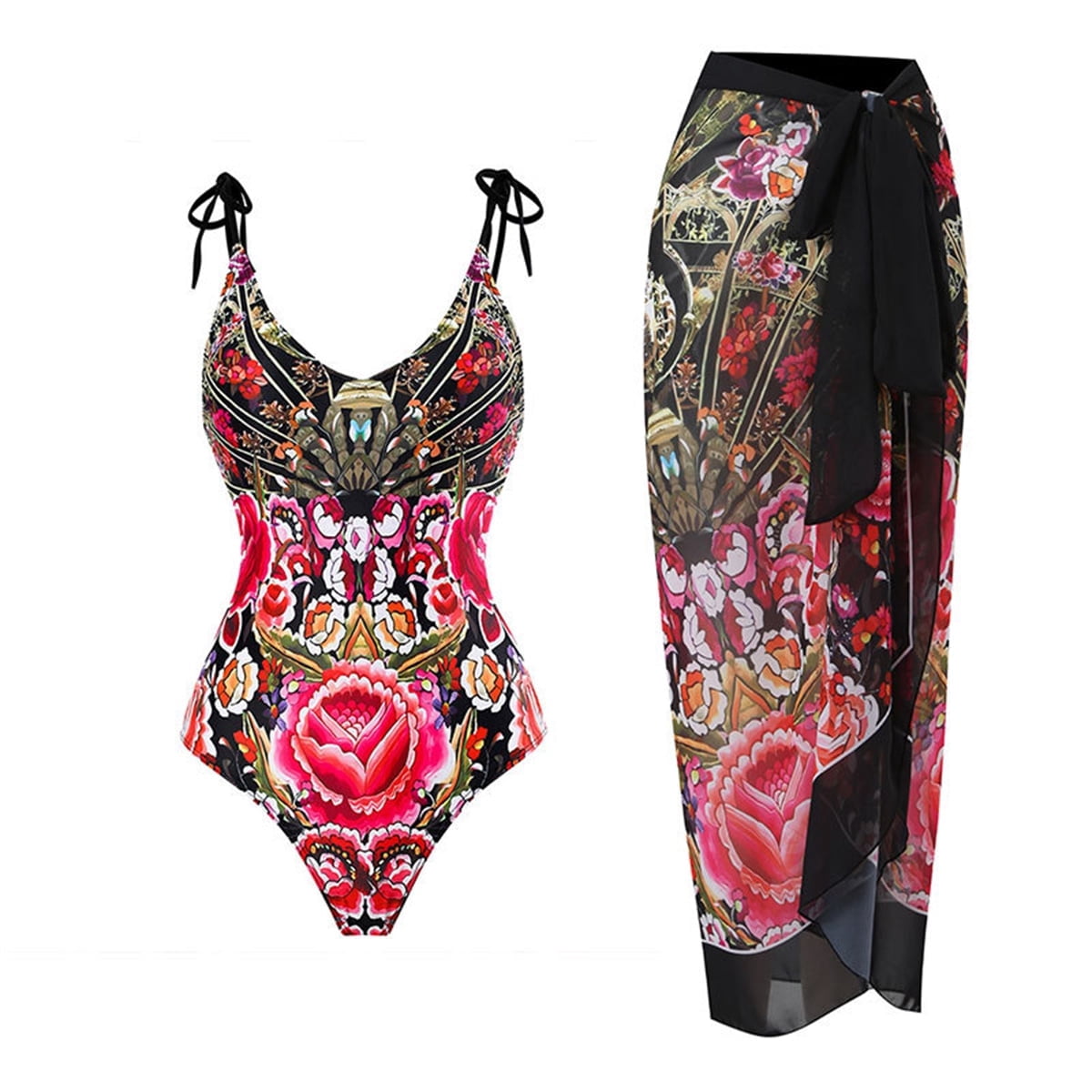 One Piece Swimsuit for Women,Soft Quick Dry Chiffon Bikini with Short ...