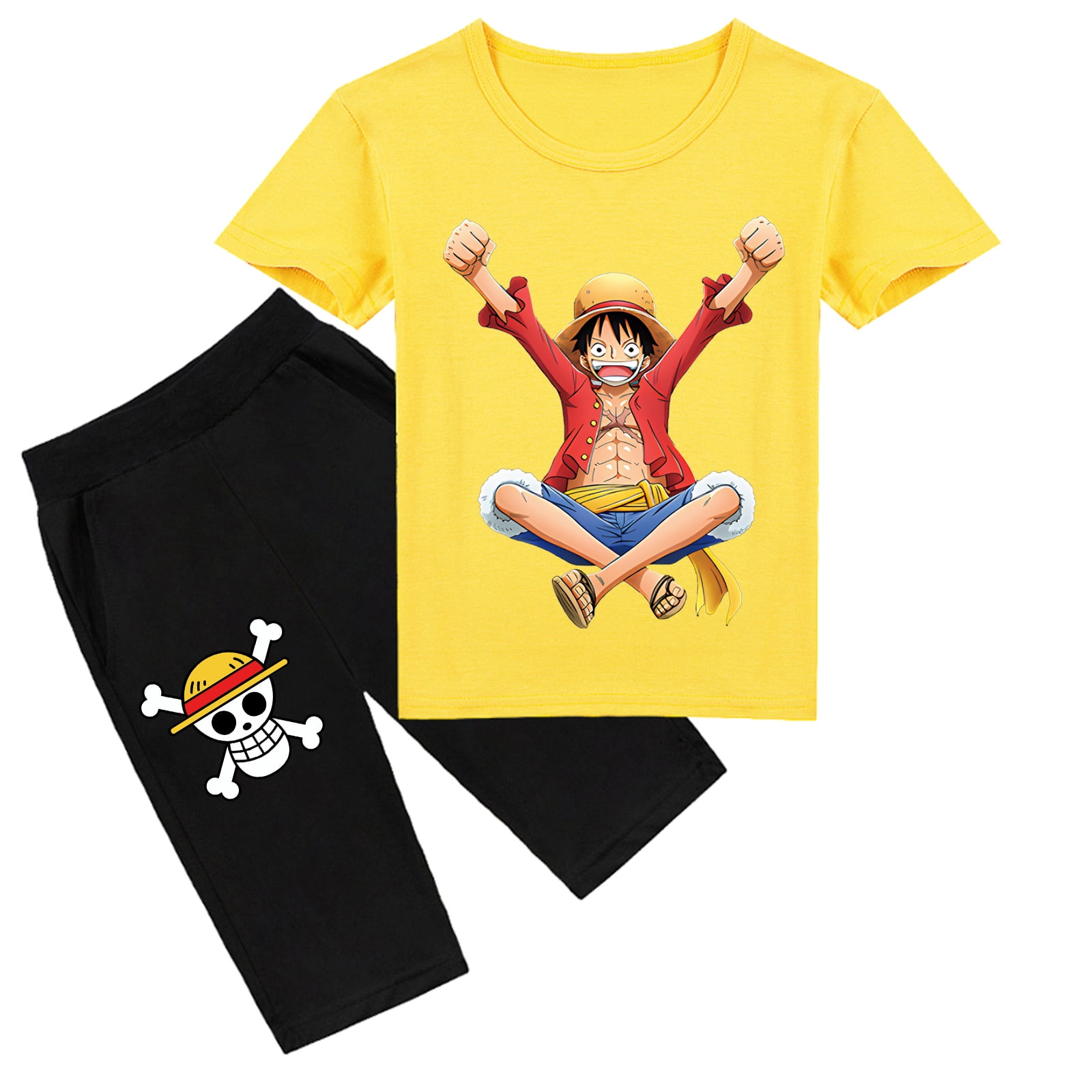 One Piece Themed Summer Outfit Cotton Short Sleeve T-shirt and Shorts ...